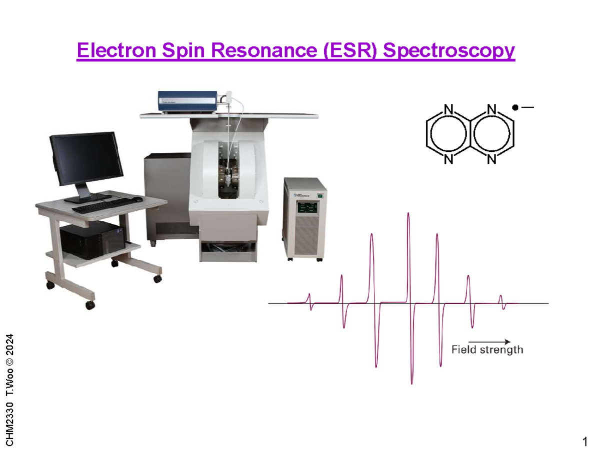 13. ESR spectroscopy - notes ch 13 - Electron Spin Resonance (ESR ...