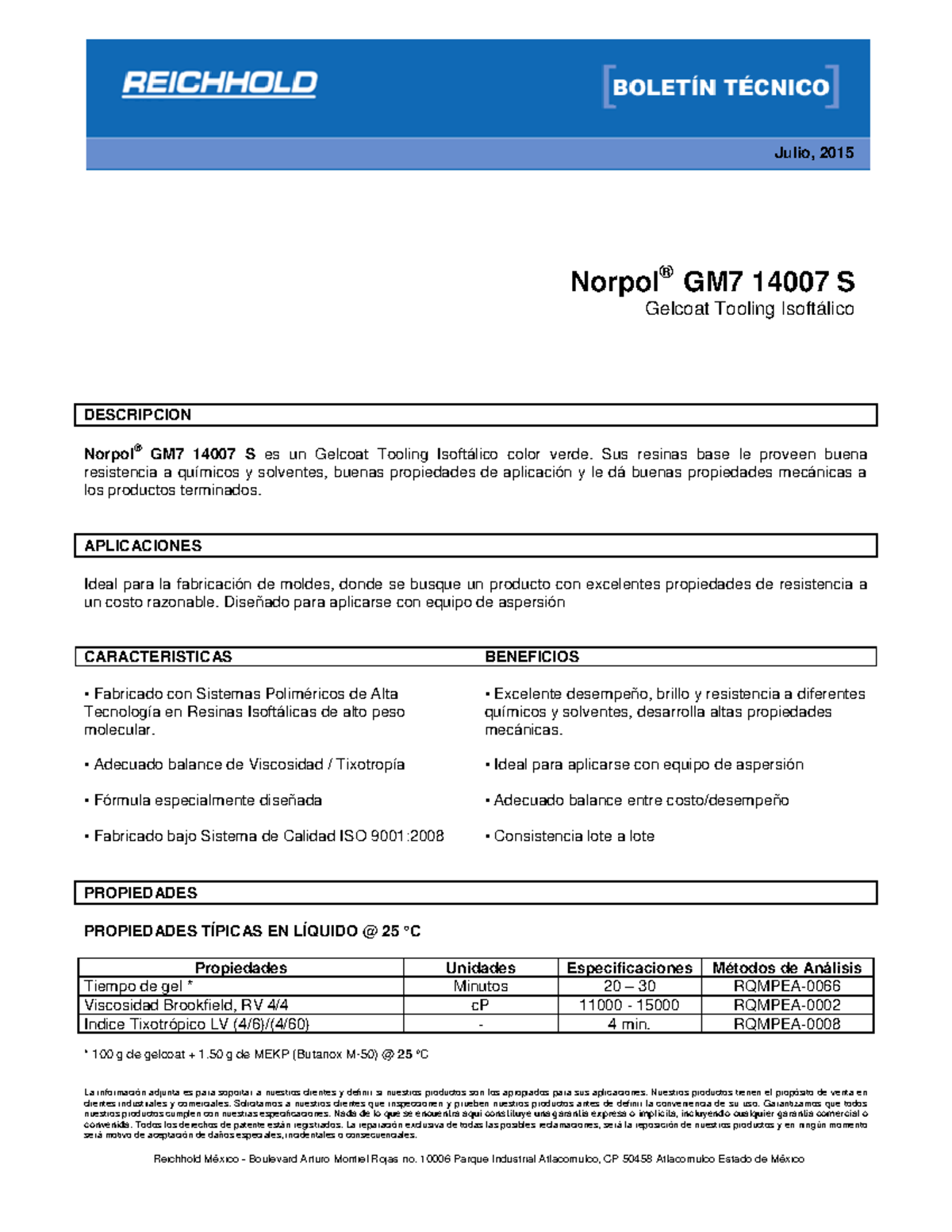 Norpol GM7 14007 S (Matricería) Ficha Tecnica - La información adjunta ...