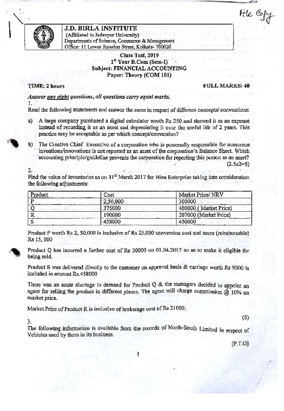 2019 paper - \ 4 J. BIRLA INSTITUTE (Affiliated to Jadavpur University ...