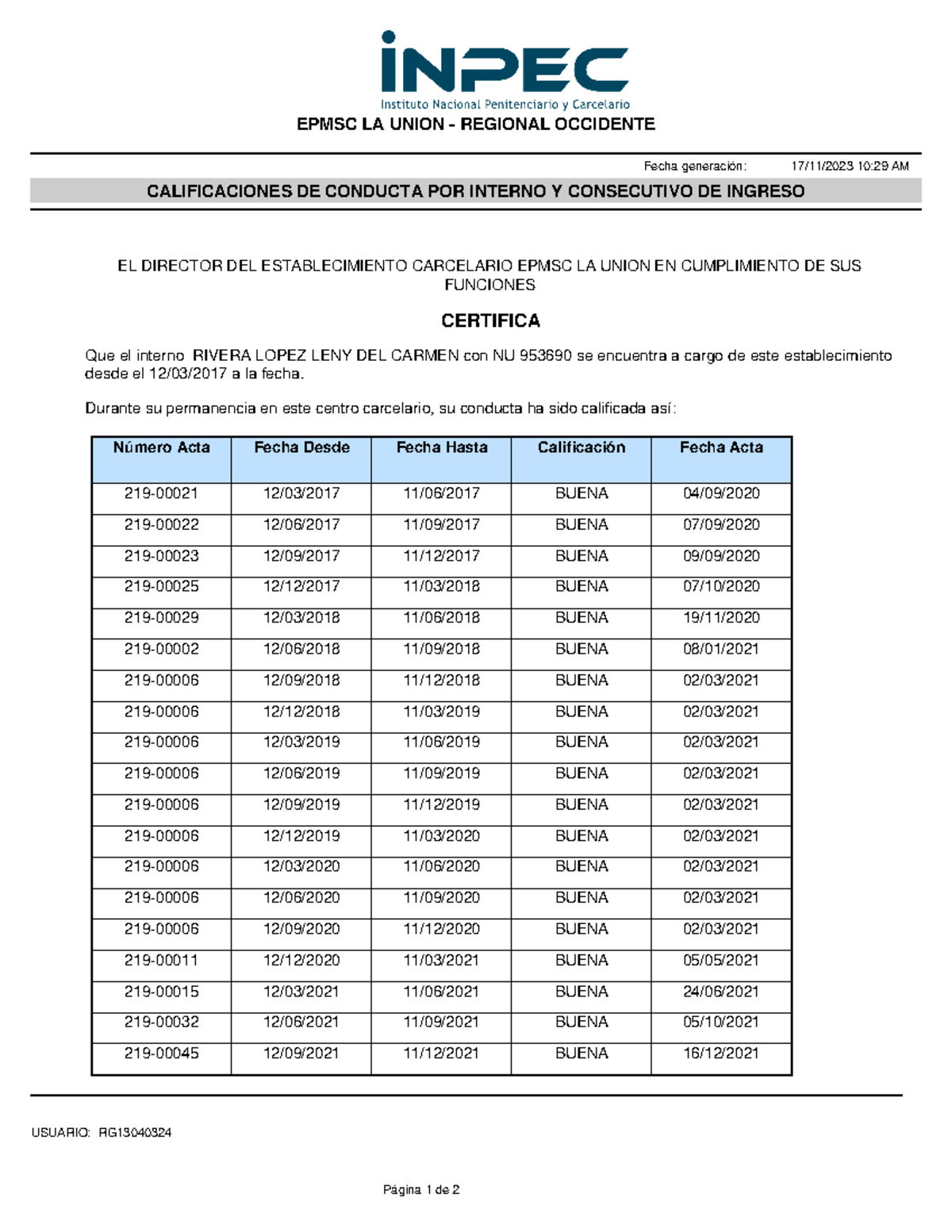 Historial rivera leny - LENY DEL CARMEN - EPMSC LA UNION - REGIONAL ...