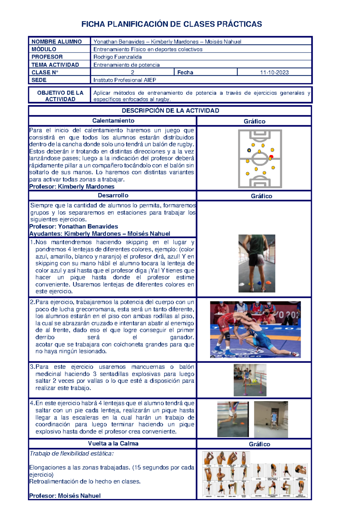 Ficha Planificación Deportes - Clase Potencia - FICHA PLANIFICACIÓN DE ...