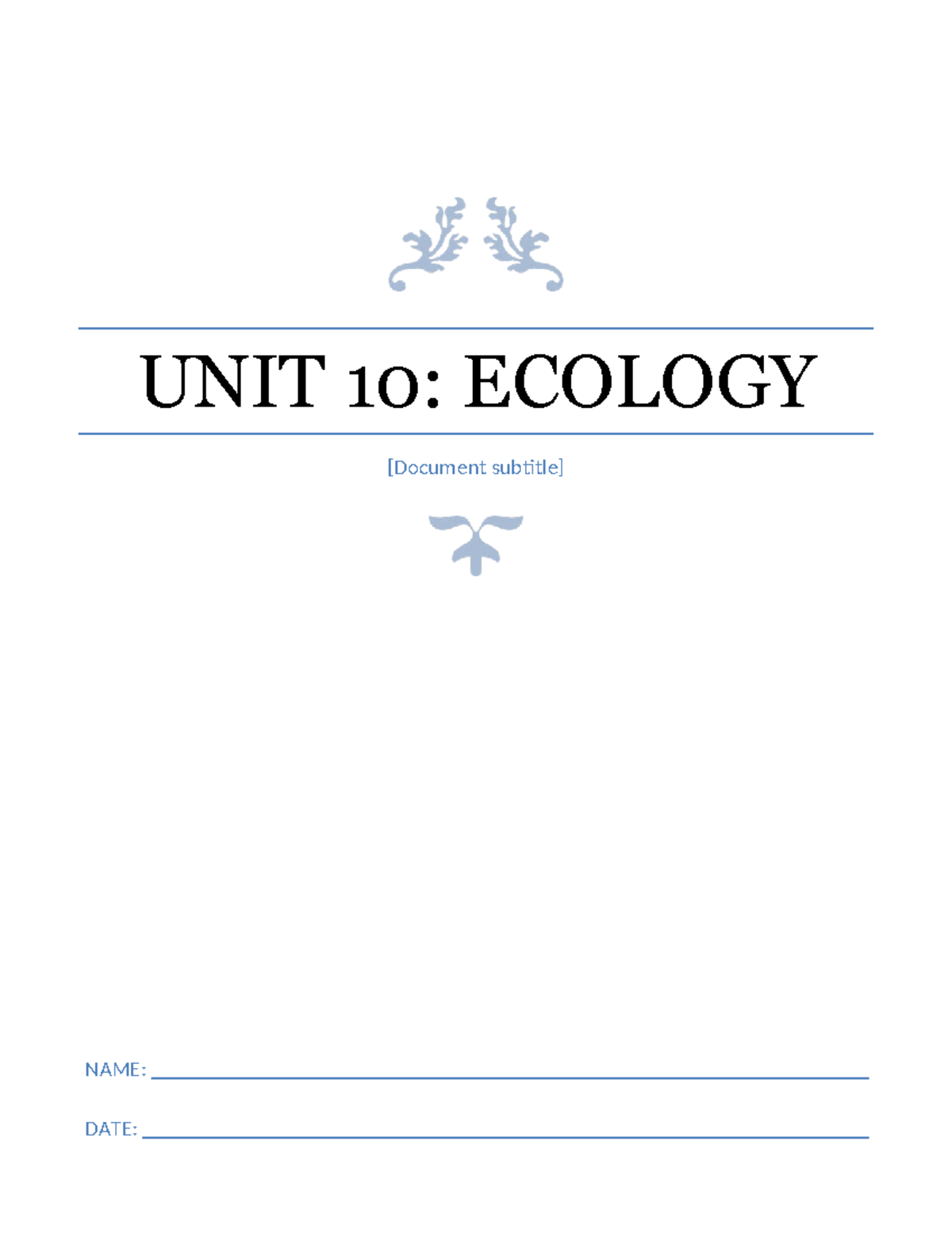 Unit 10 ecology notes 1 - living env - UNIT 10: ECOLOGY [Document ...
