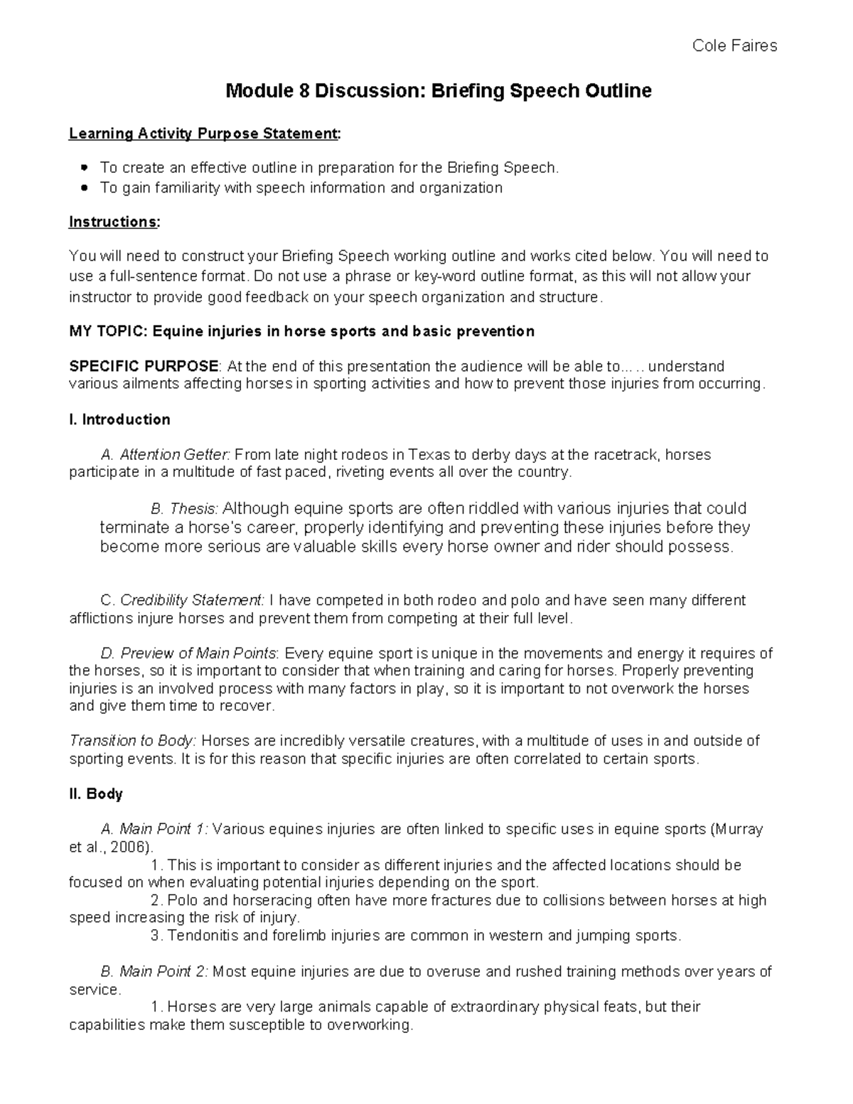 COMS 2300 - CF - Briefing Outline - Cole Faires Module 8 Discussion ...