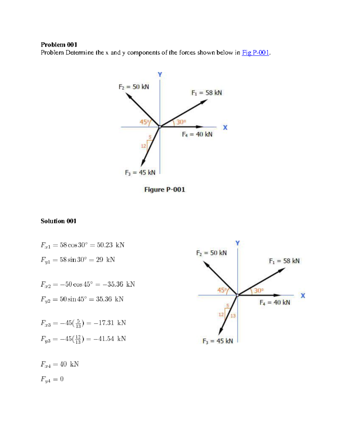 140392130-Statics - static - Problem 001 Problem Determine the x and y components of the forces ...