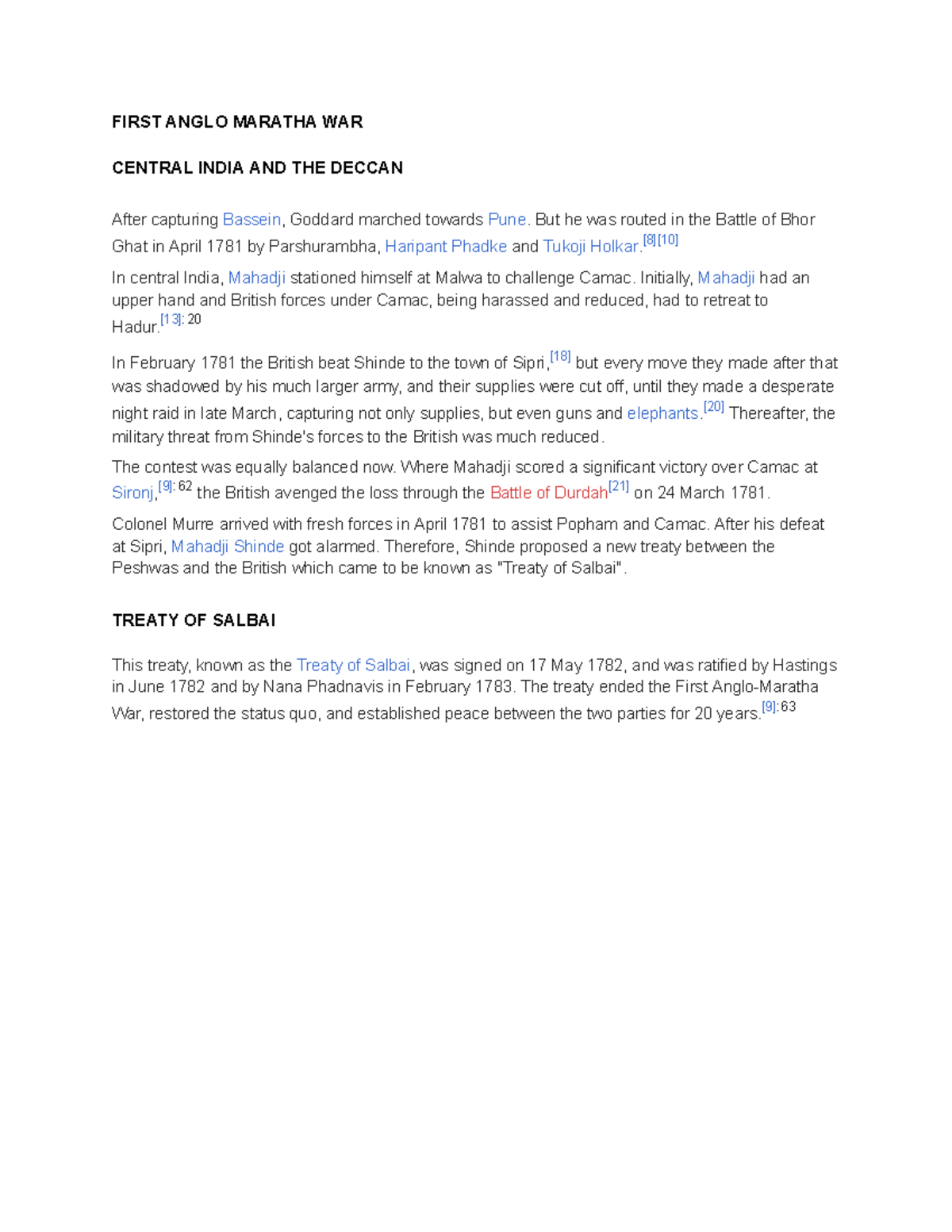 First Anglo Maratha WAR PART 3 - FIRST ANGLO MARATHA WAR CENTRAL INDIA ...