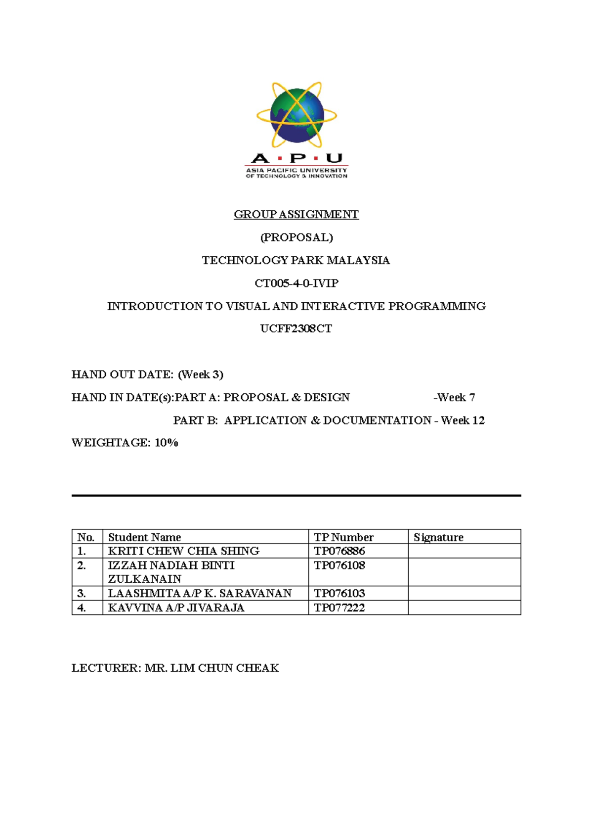 Ivip Group Assignment Group Assignment Proposal Technology Park Malaysia Ct005 4 0 Ivip