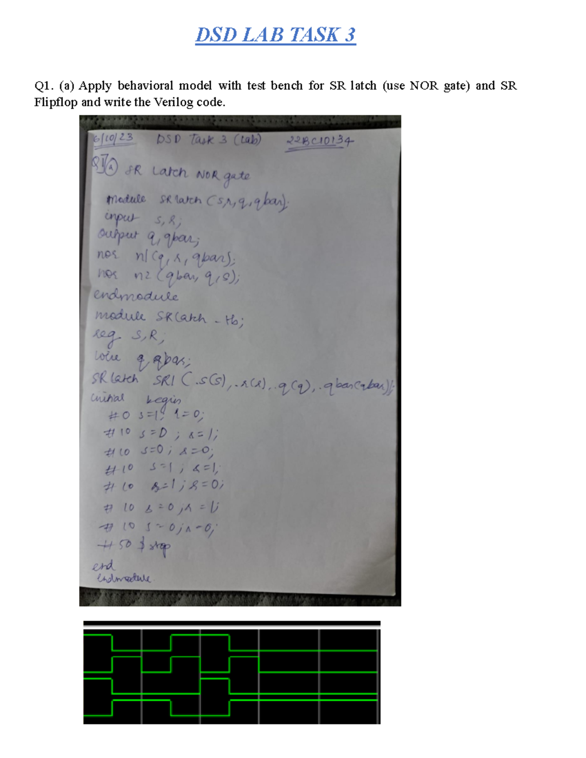 22BCI0134 VL2023240104296 AST03 - DSD LAB TASK 3 Q1. (a) Apply ...