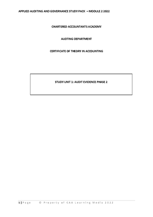 COAF2103 Audit Skills & Process Course Outline ( Level 2 - FACULTY OF ...