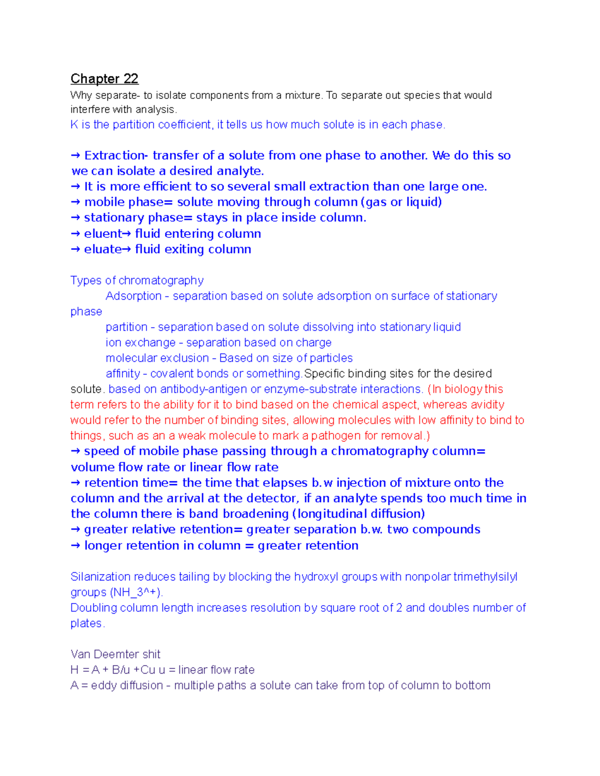 Chem 241 Exam 1 - Study Guide for exam 1 - Chapter 22 Why separate- to ...