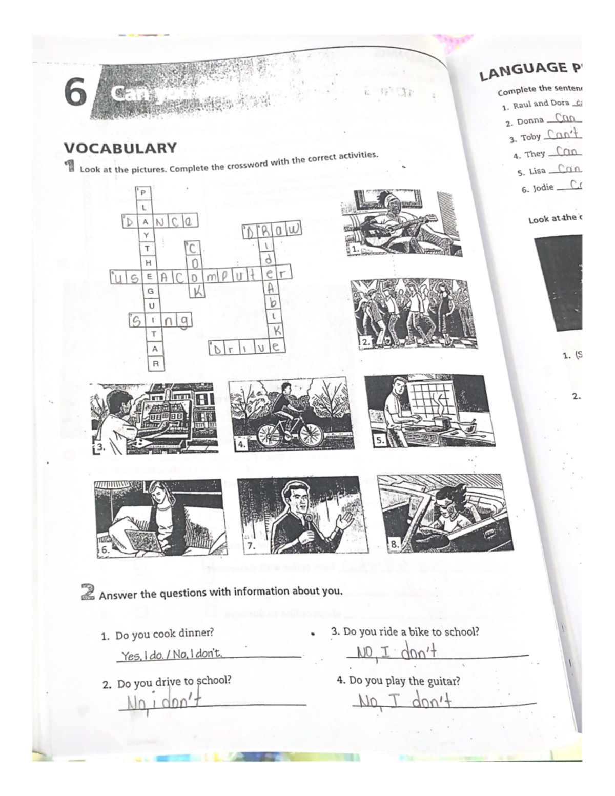 6 - práctica - 6 LANGUAL i. Complete 1 1. Raul an 2. Donna VOCABULARY 3 ...