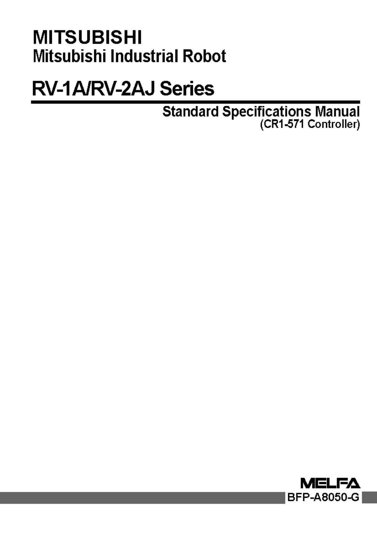 RV-1A-RV-2AJ Specifications Manual - MITSUBISHI Mitsubishi Industrial ...