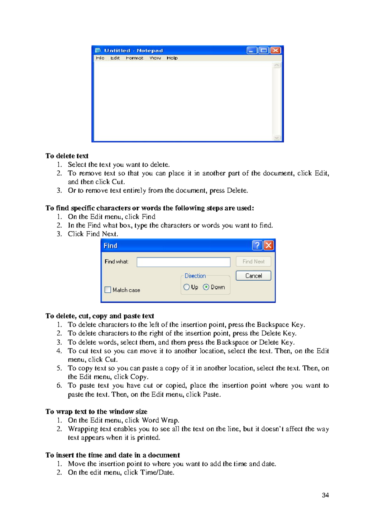 Basic Computer Course Part-7 - To delete text 1. Select the text you ...