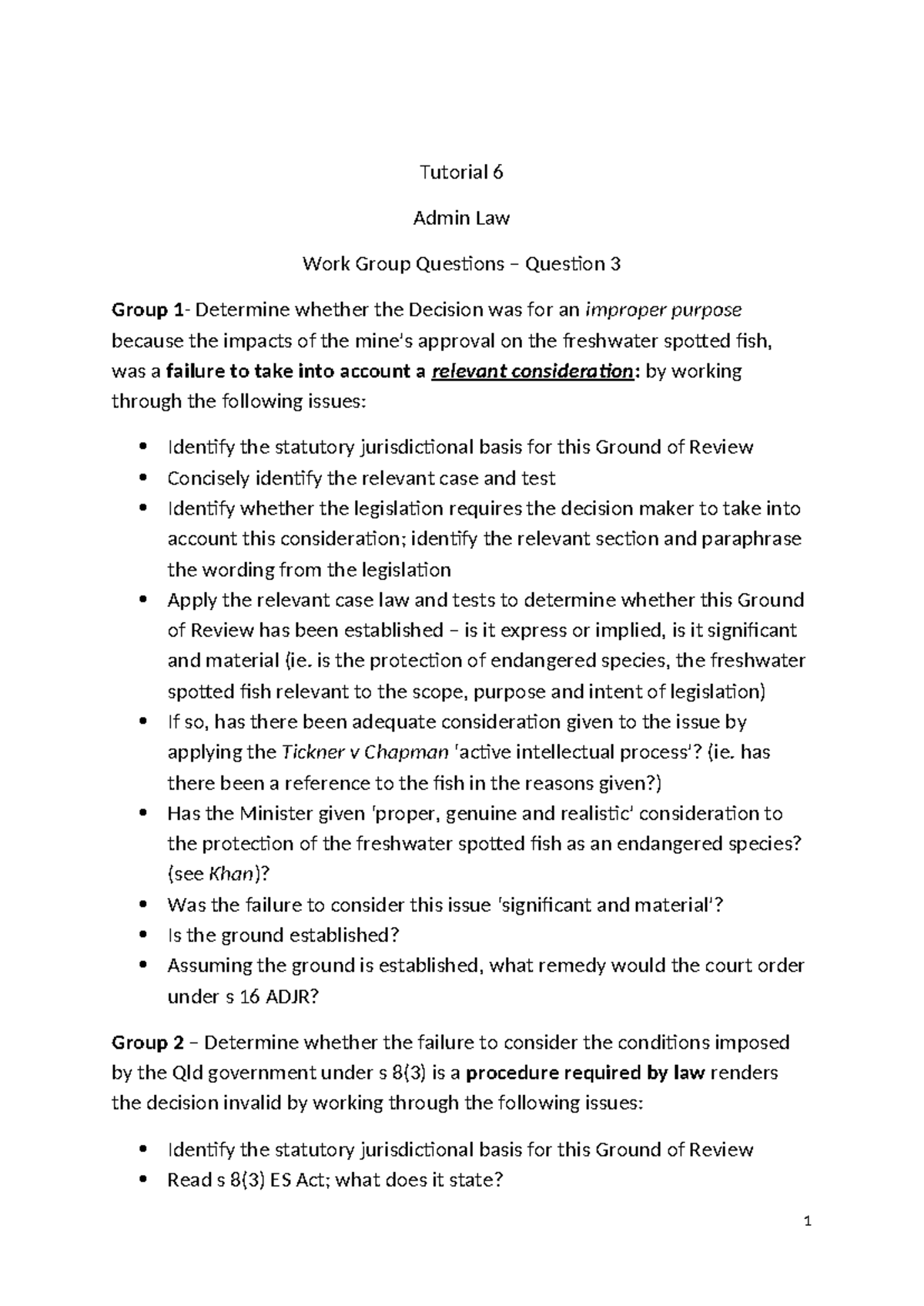 LLH206 Tutorial 6 - Prompts for answering Q3 0224 - Tutorial 6 Admin Law Work Group Questions ...