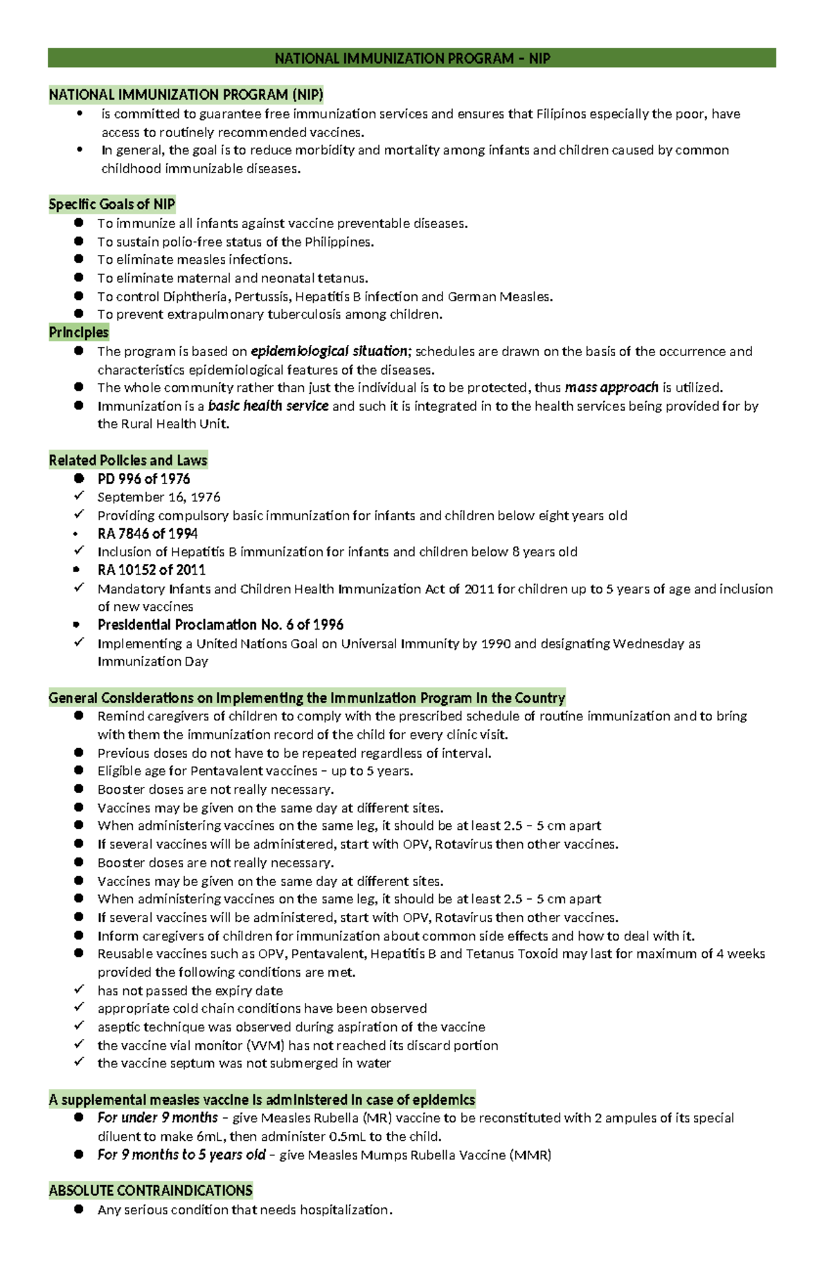 National- Immunization- Program - NATIONAL IMMUNIZATION PROGRAM – NIP ...