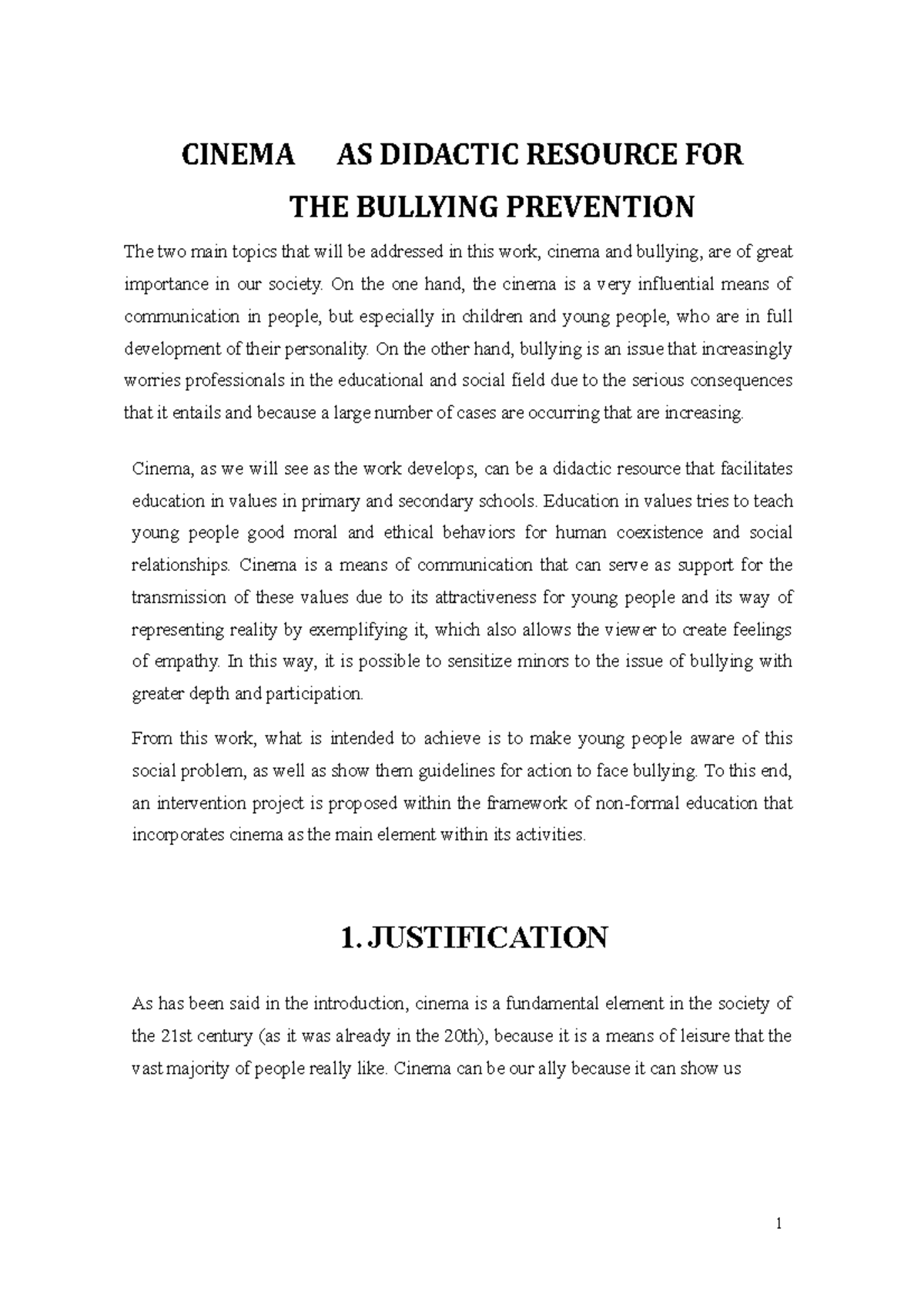 Cinema AS Didactic Resource FOR THE Bullying Prevention - CINEMA AS ...