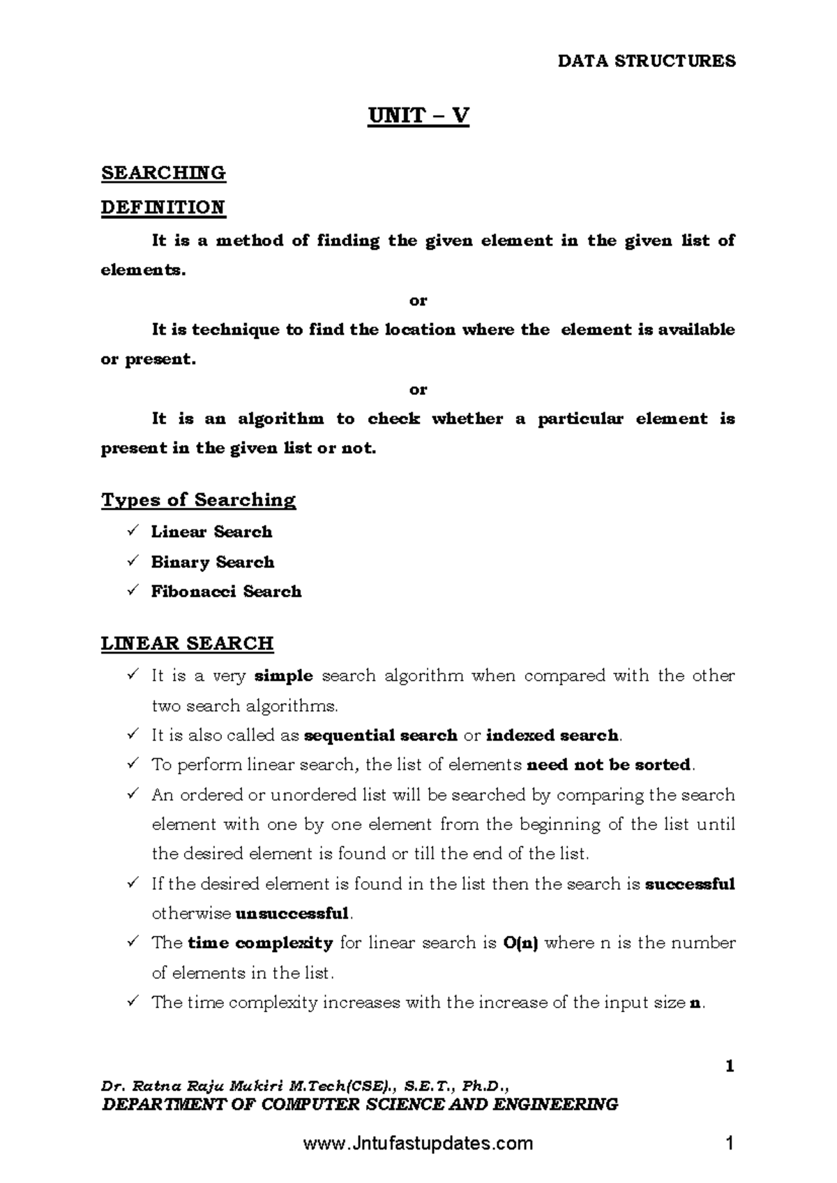 Data Structures Through C R20 - Unit-5 - 1 Dr. Ratna Raju Mukiri M(CSE)., S.E., Ph., DEPARTMENT ...
