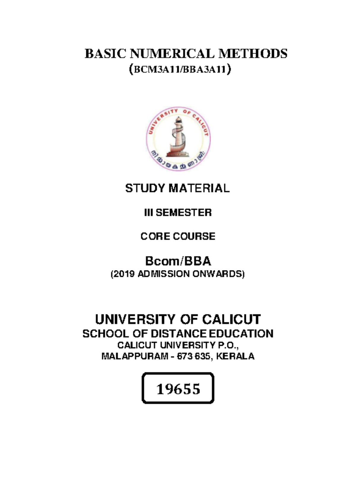 BCM3A11 BBA3A11 Basic Numerical Methods-A5 - BASIC NUMERICAL METHODS (BCM3A11/BBA3A11) STUDY ...