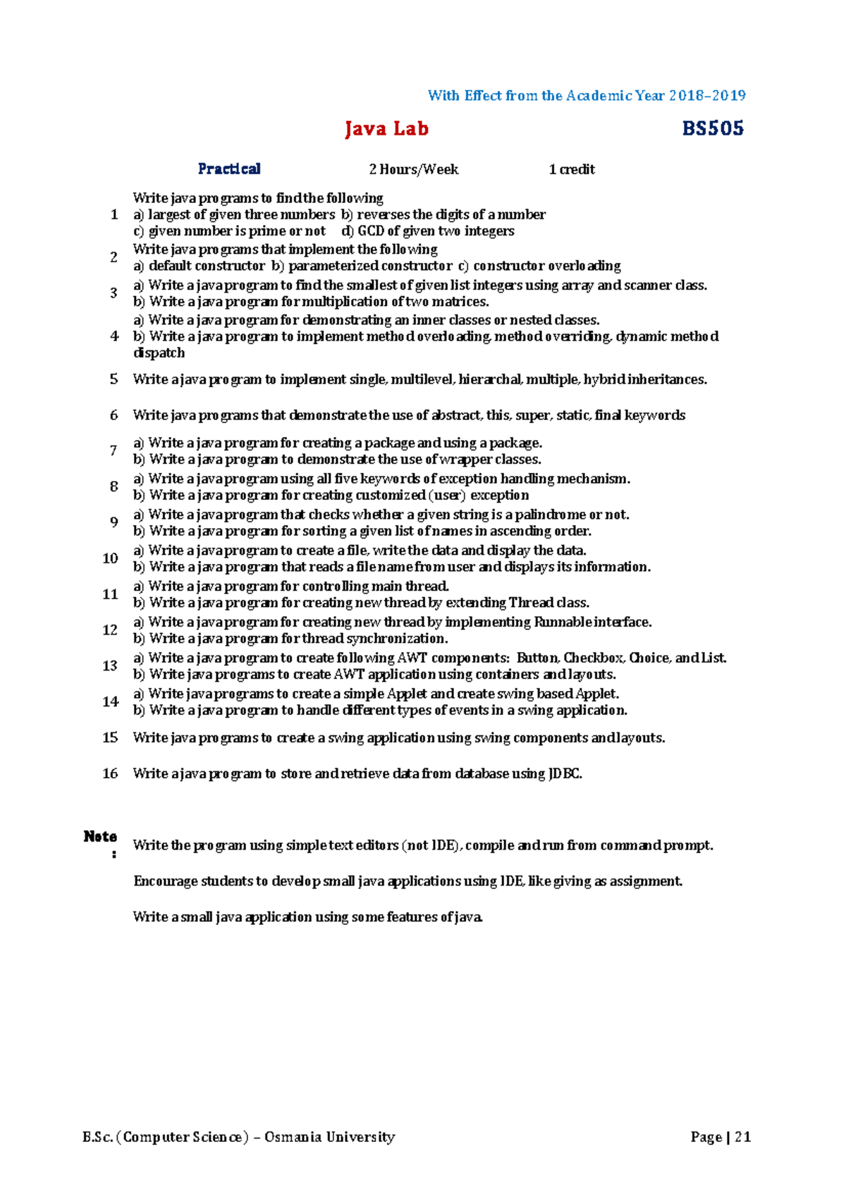 OU BSC III year V sem Computer Science practical QP - B. (Computer ...