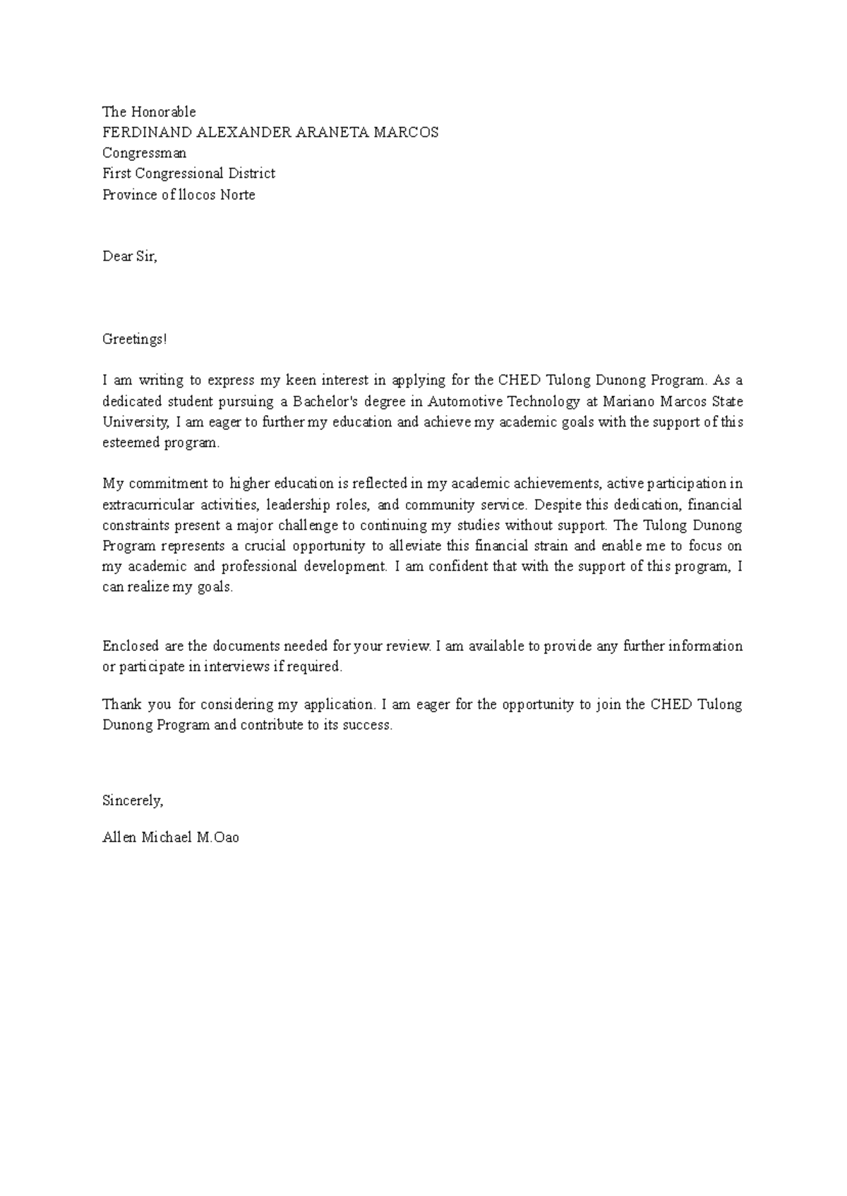 Oao - Nothing - The Honorable FERDINAND ALEXANDER ARANETA MARCOS ...