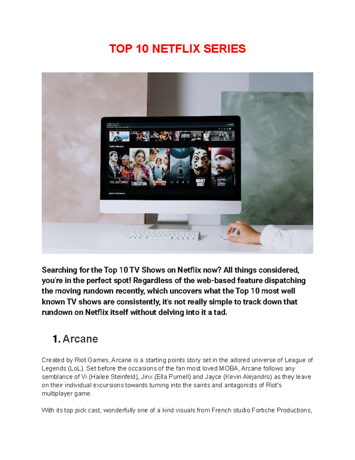 TOP 10 Netflix Series - Introduction To Media Studies - MU - Studocu