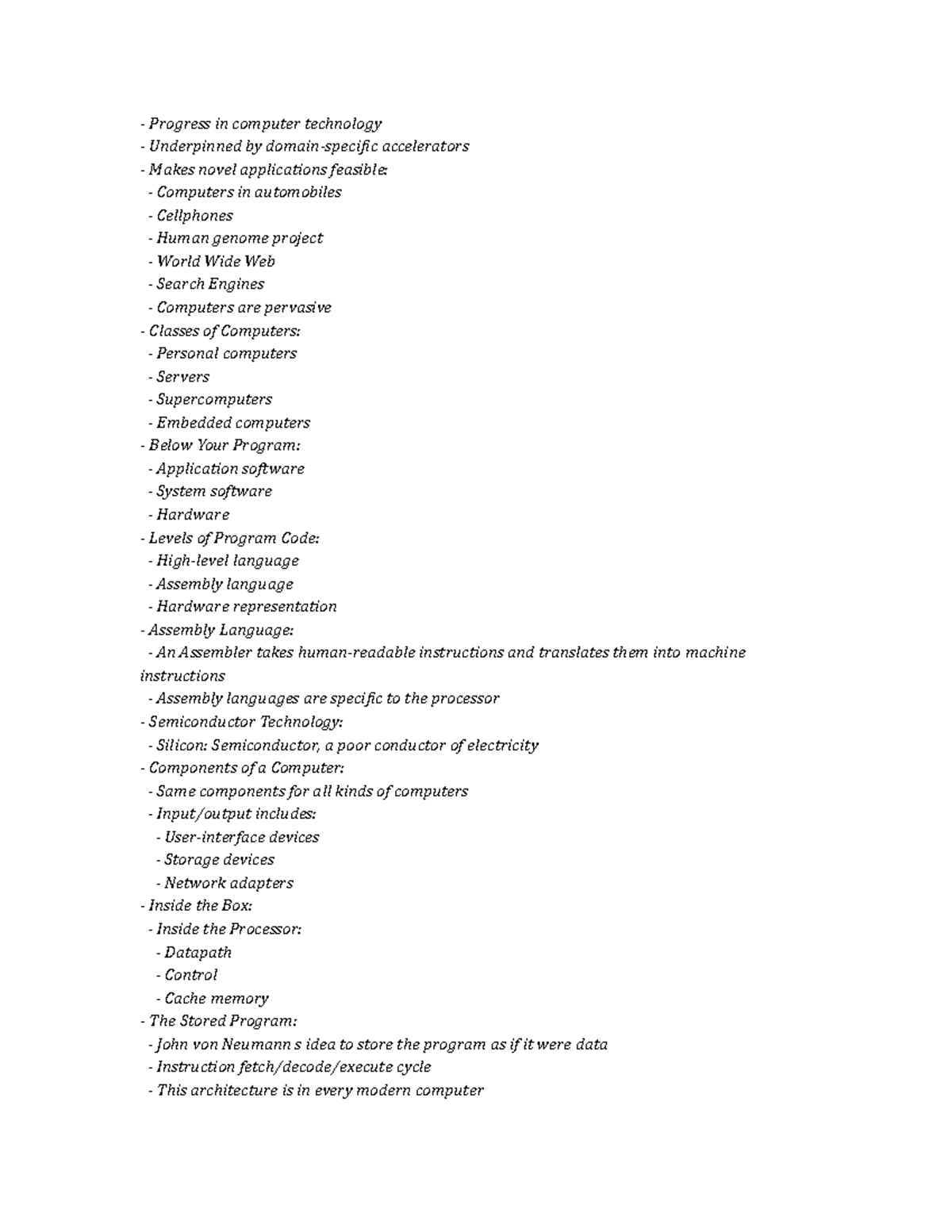 Lec 1 - Computer Organization - Progress in computer technology ...
