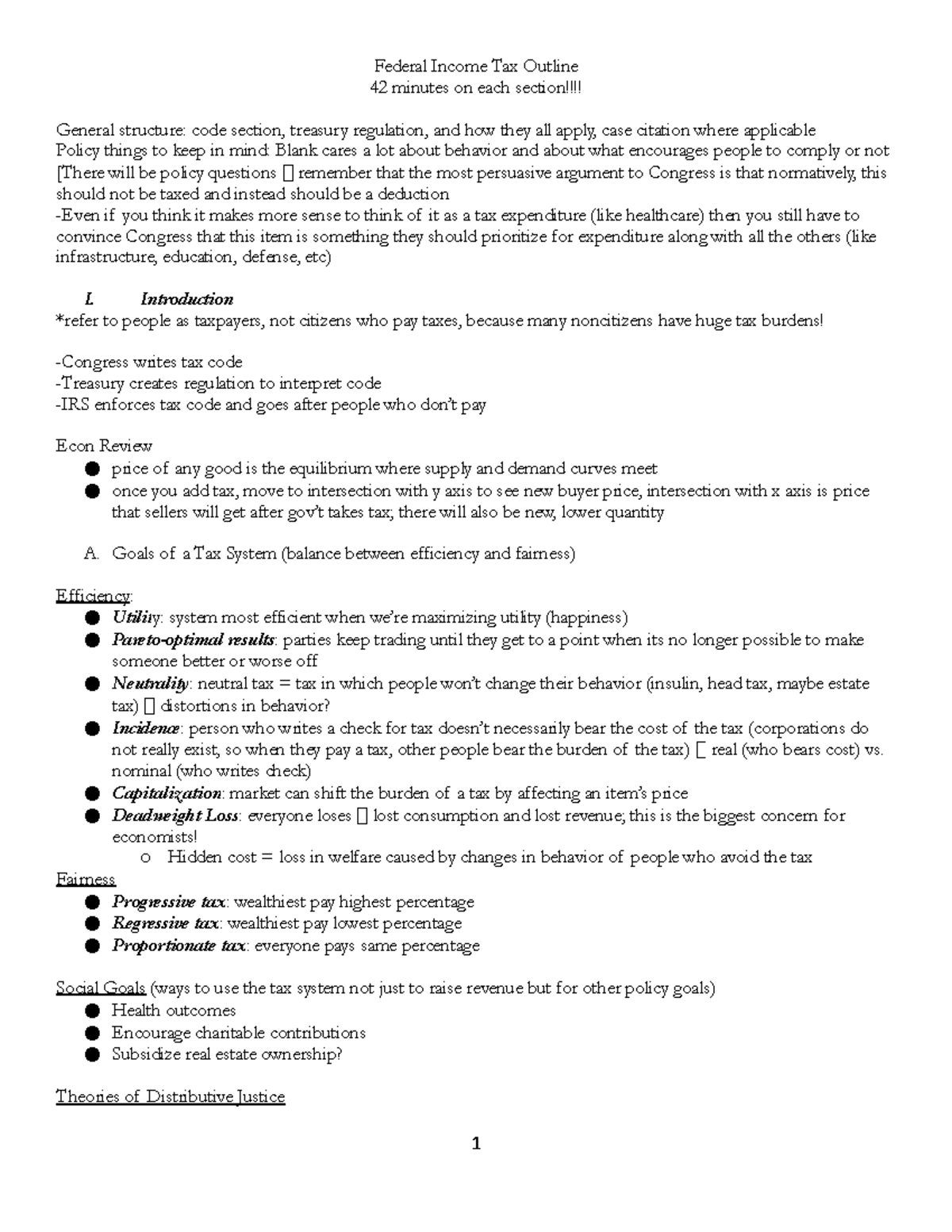 Fed Tax Blank Fall 2019 - Outline - Federal Income Tax Outline 42 ...