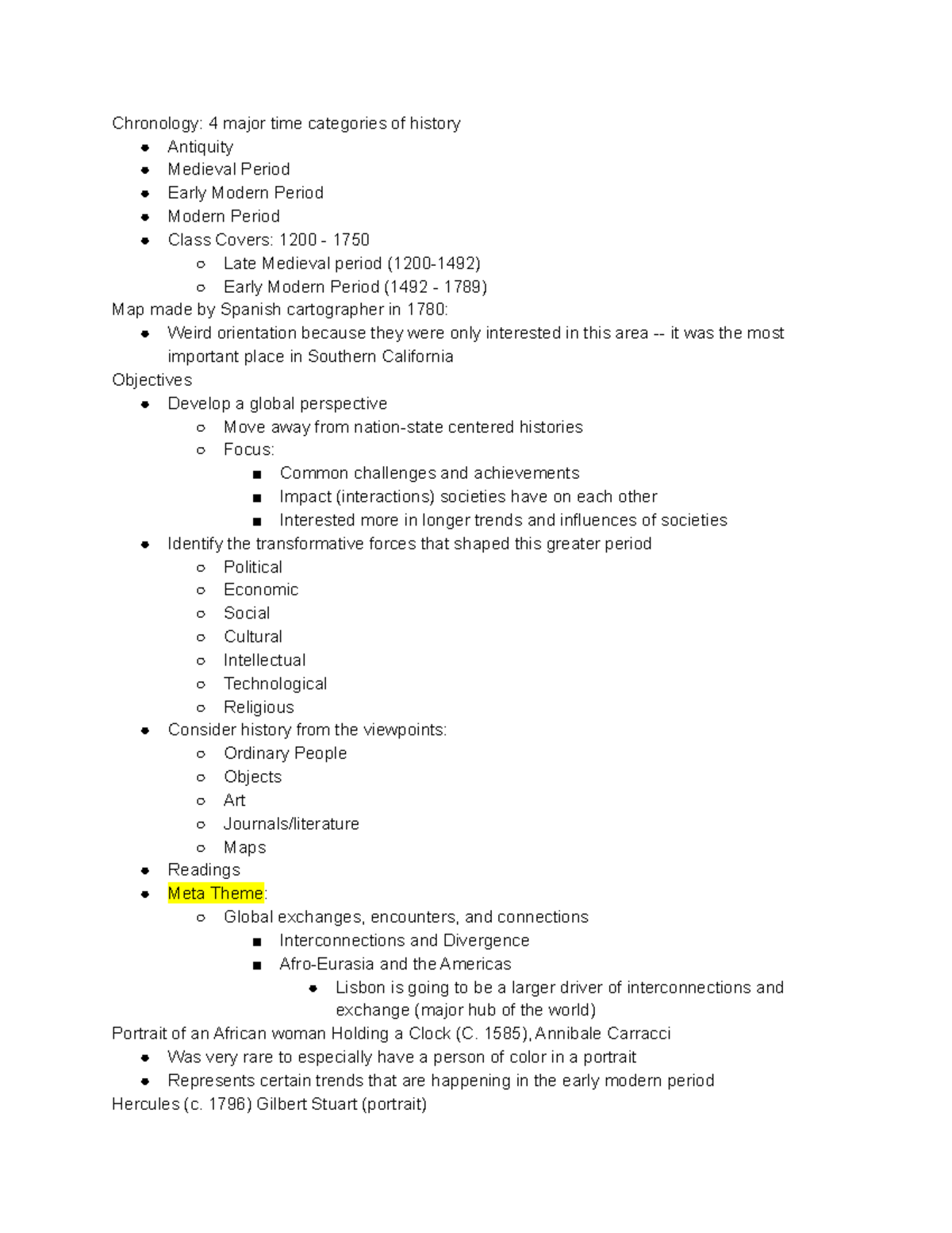 MMW 13 Notes - Chronology: 4 major time categories of history Antiquity ...
