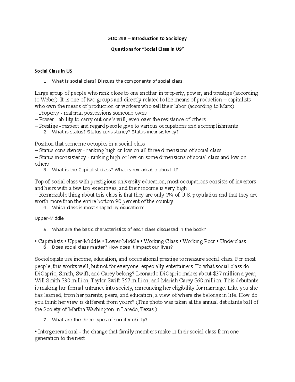 Sociology Assignment 7- Holcombe - SOC 200 – Introduction to Sociology ...