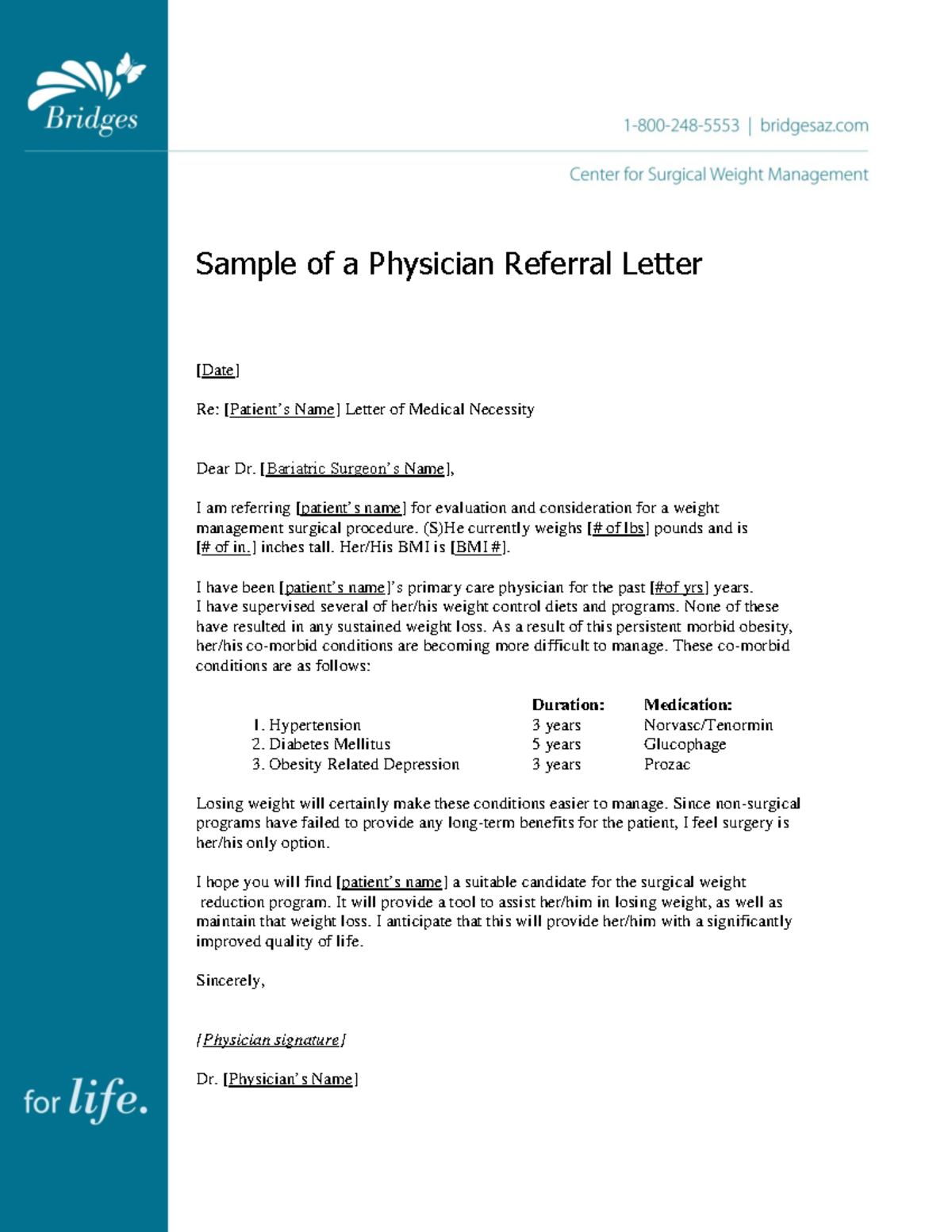 Bridges forms referral letter - Sample of a Physician Referral Letter ...