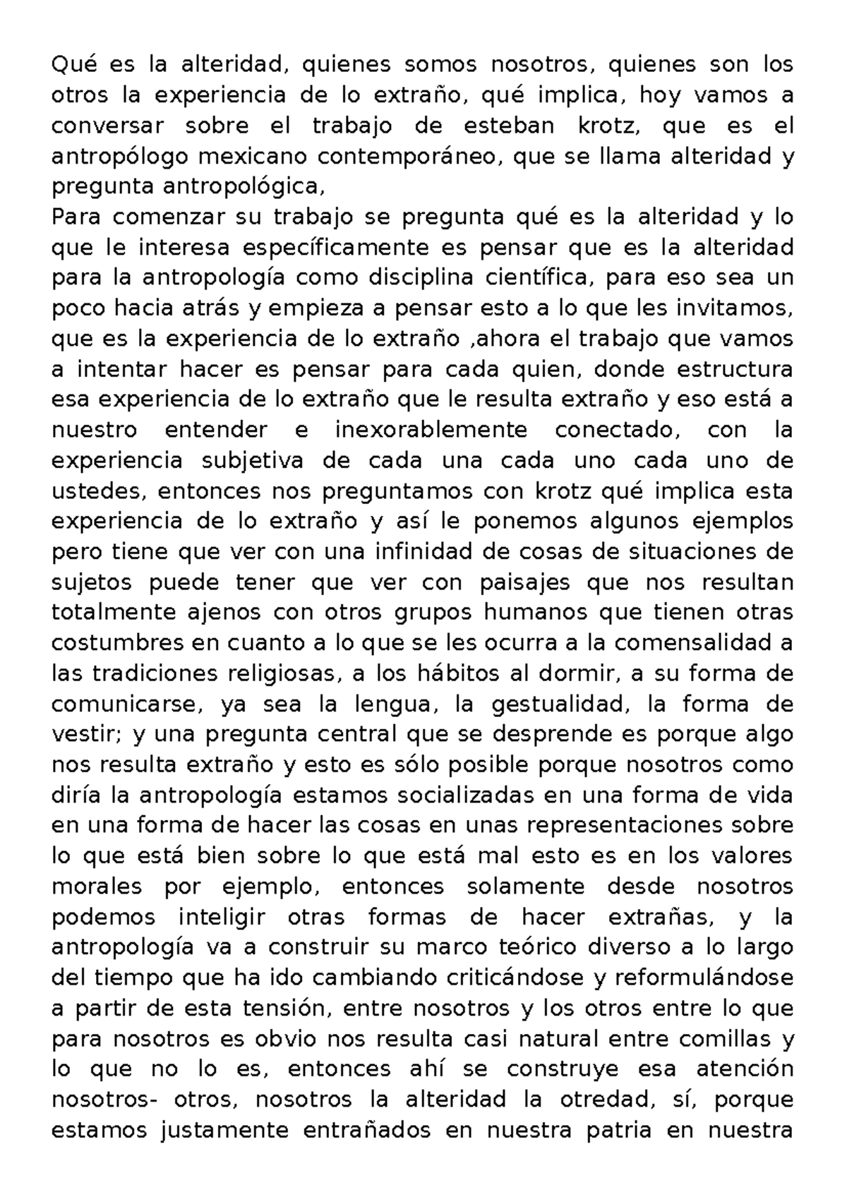 Krotz y alteriedad - Qué es la alteridad, quienes somos nosotros ...