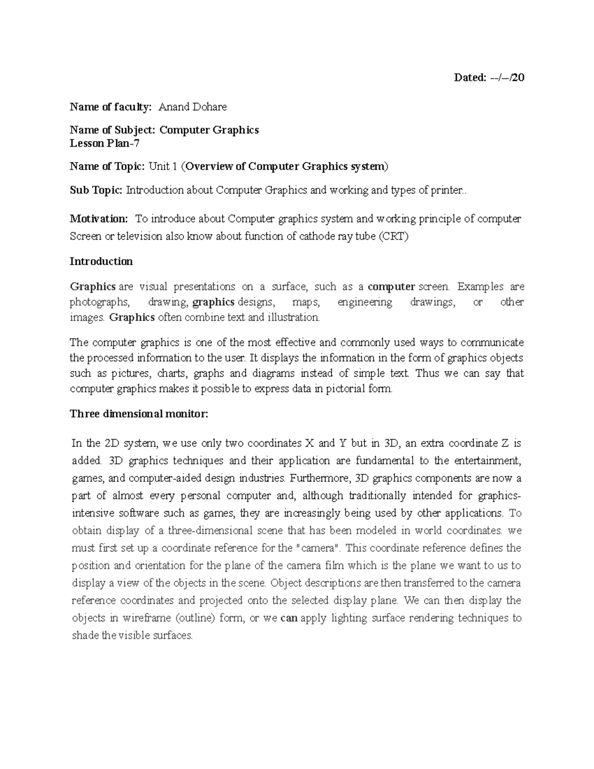 CGLP07 - Computer Graphics - Studocu