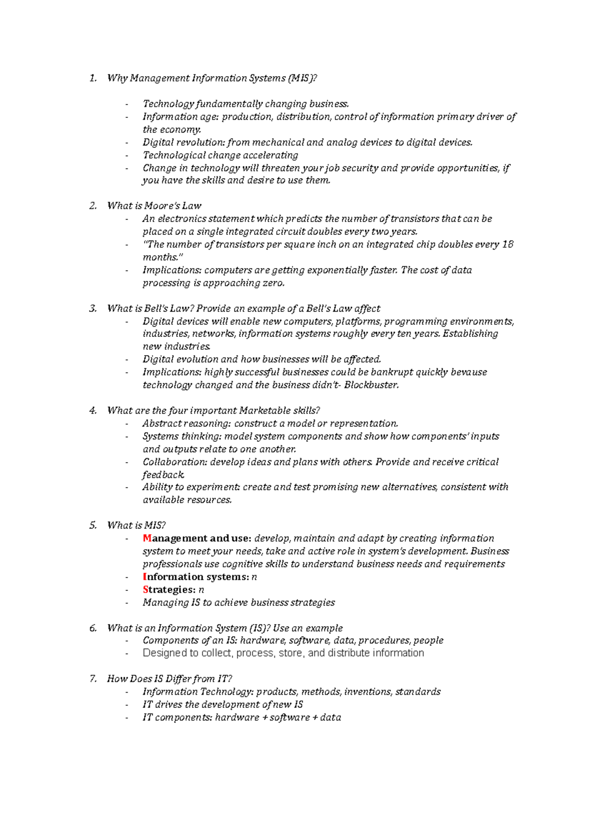 W1Note Taking File - Lecture notes 1-2 - Why Management Information ...