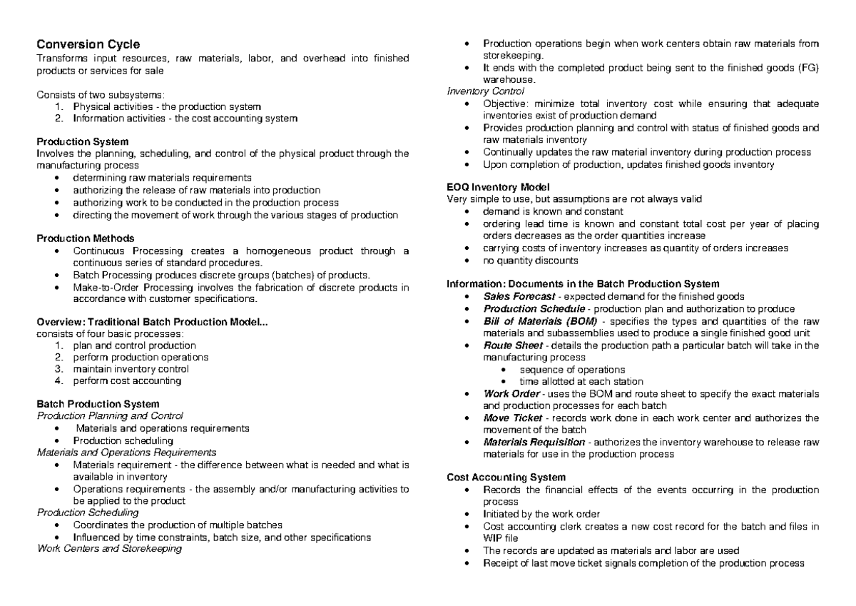 Conversion Cycle Upload - Conversion Cycle Transforms input resources ...
