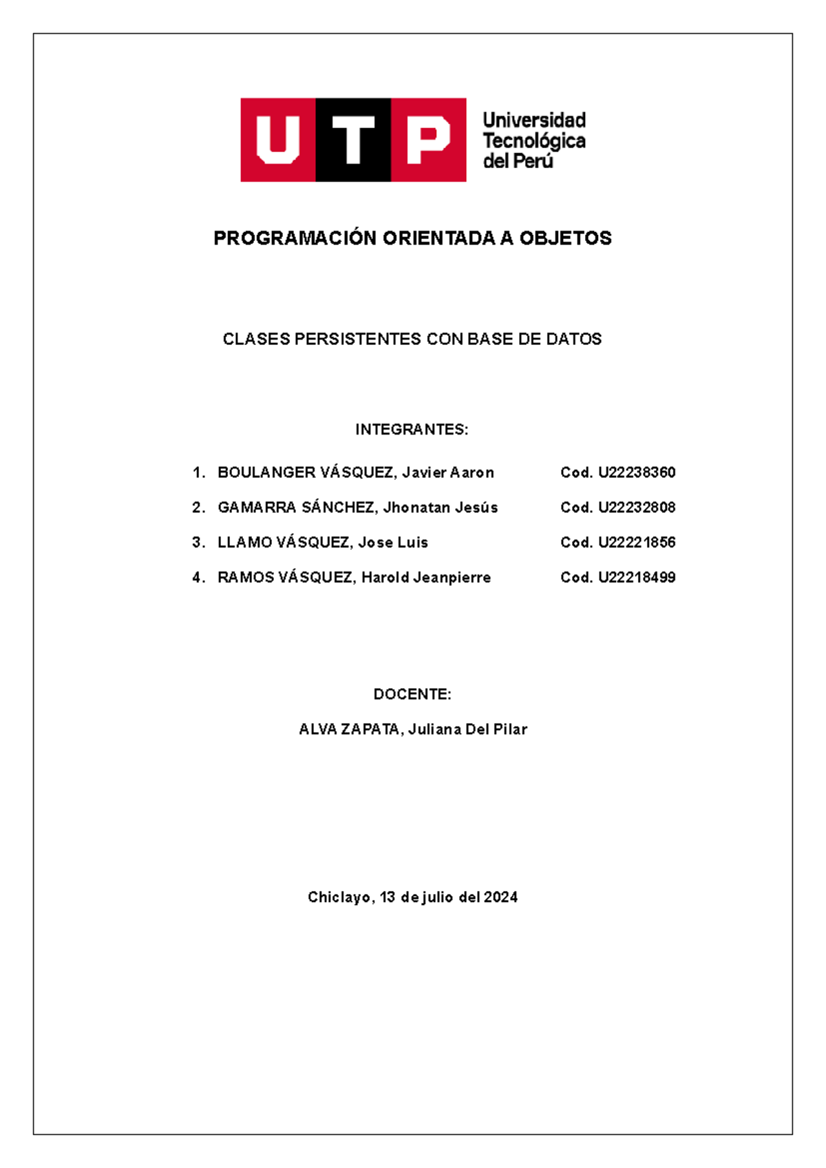 Ta2 Clases Persistentes Con Base De Datos ProgramaciÓn Orientada A