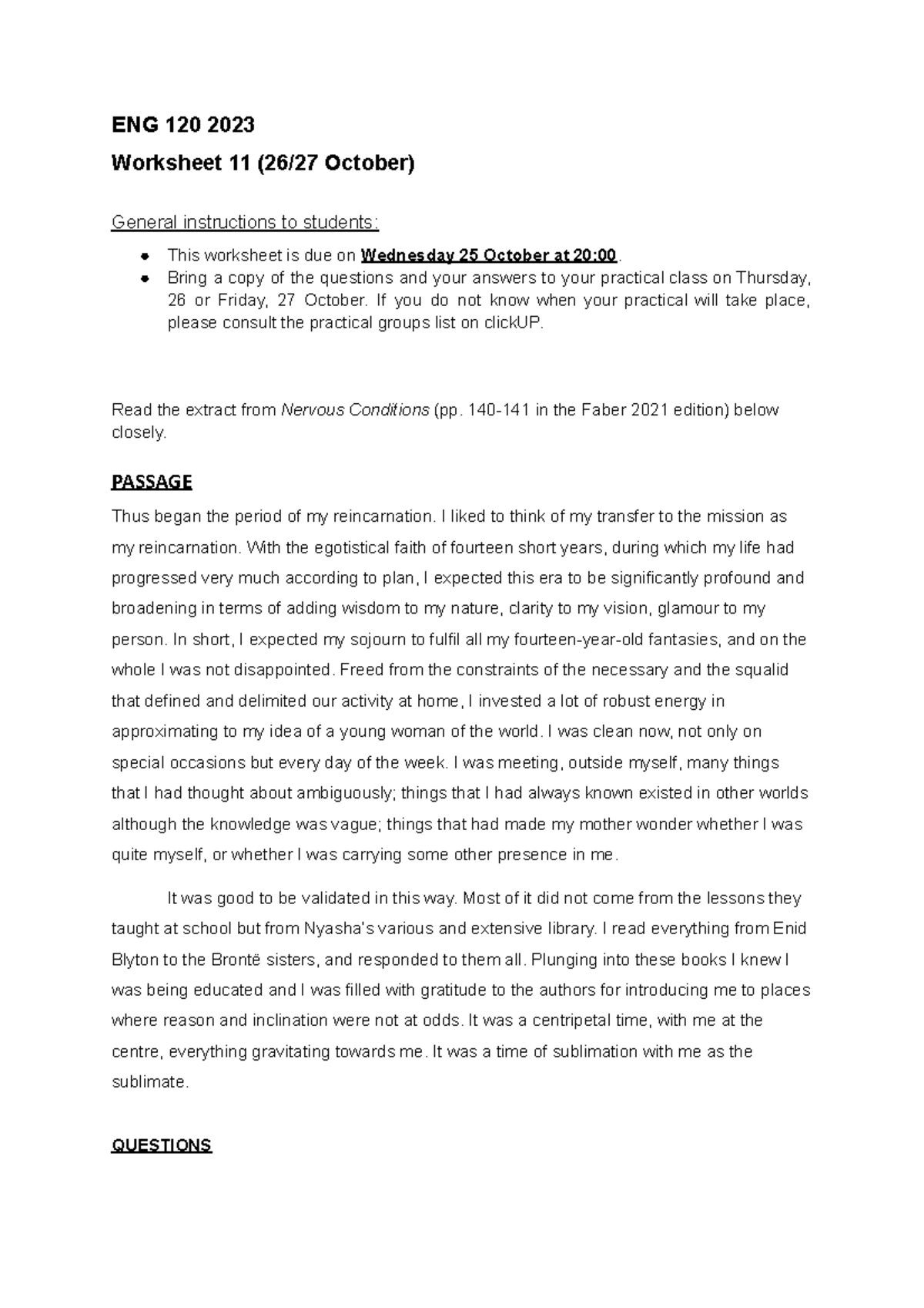 Worksheet 11 (26-27 October) - ENG 120 2023 Worksheet 11 (26/27 October ...