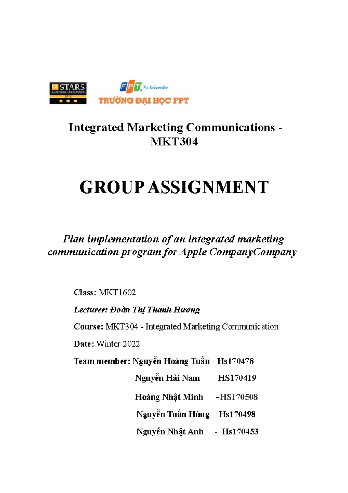 Mkt304 group-project - okok it is beautiful - Integrated Marketing ...