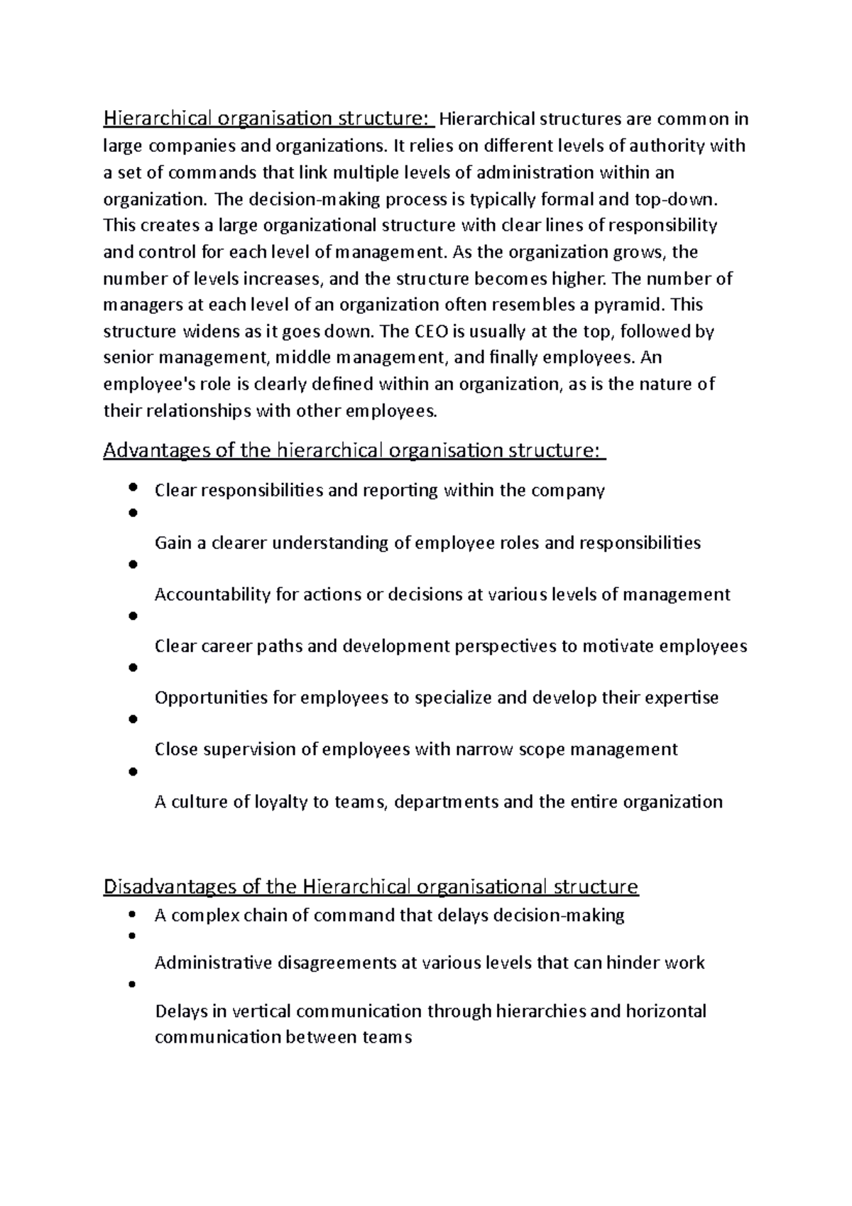 Document 33 - Hierarchical organisation structure: Hierarchical ...