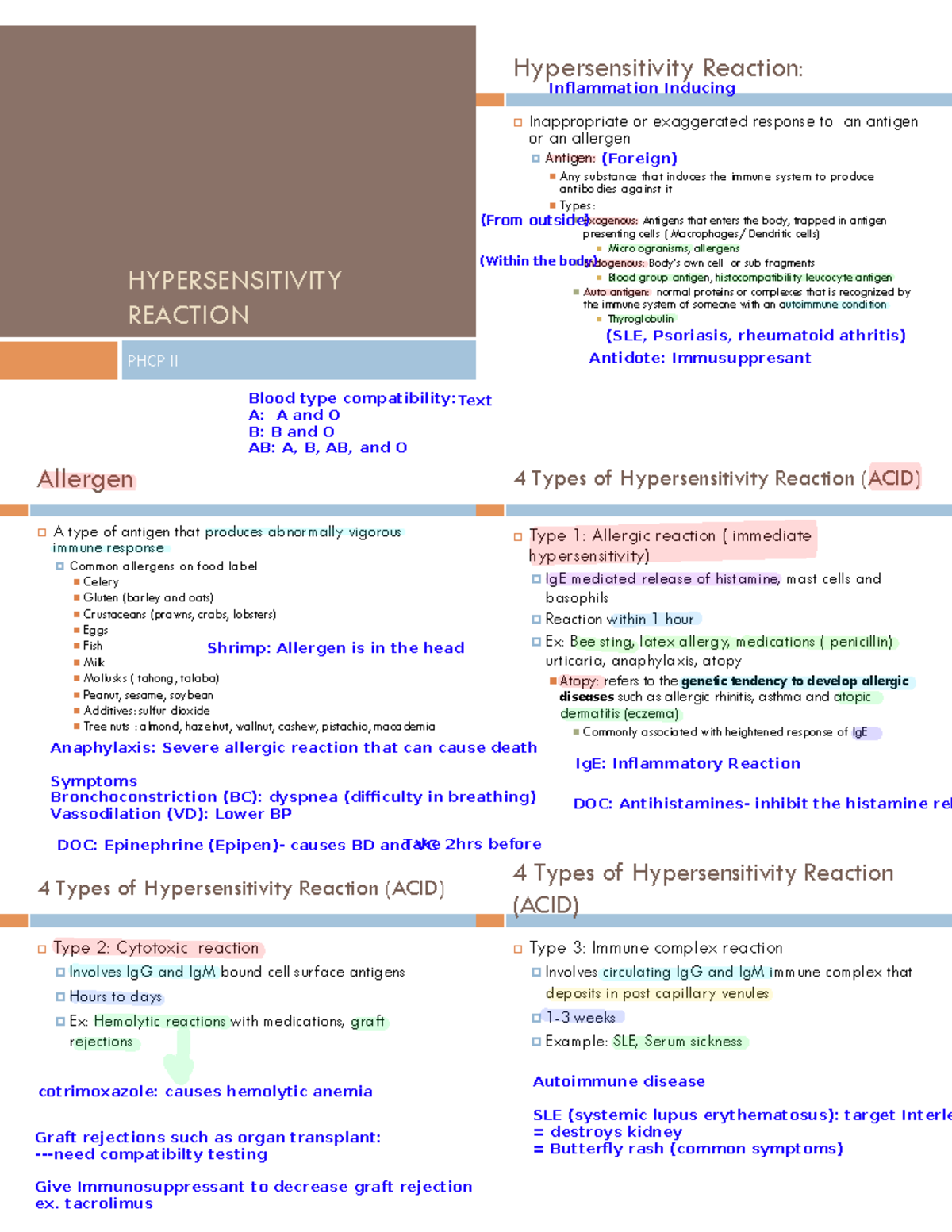 Prelim Reviewer - Lecture - HYPERSENSITIVITY REACTION PHCP II Hypersensitivity Reaction: ̈ - Studocu