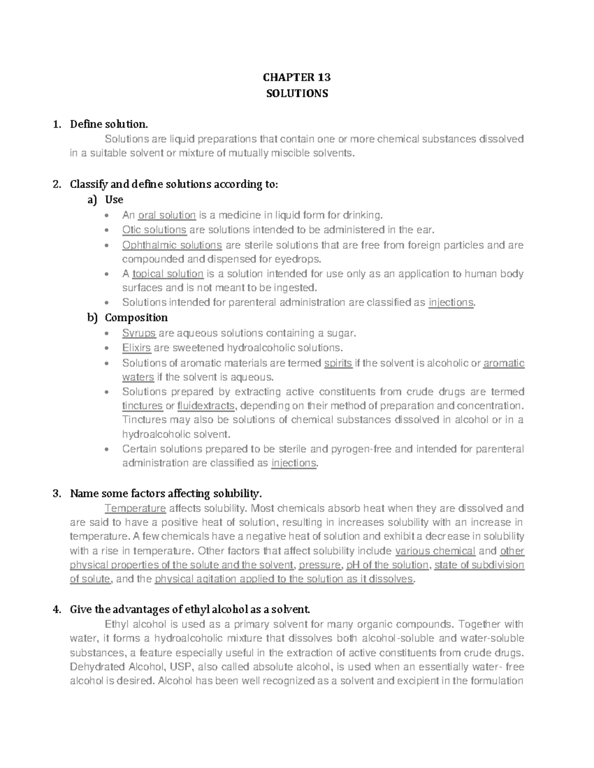 Chapter 13 Solutions (Assignment) - CHAPTER 13 SOLUTIONS 1. Define ...