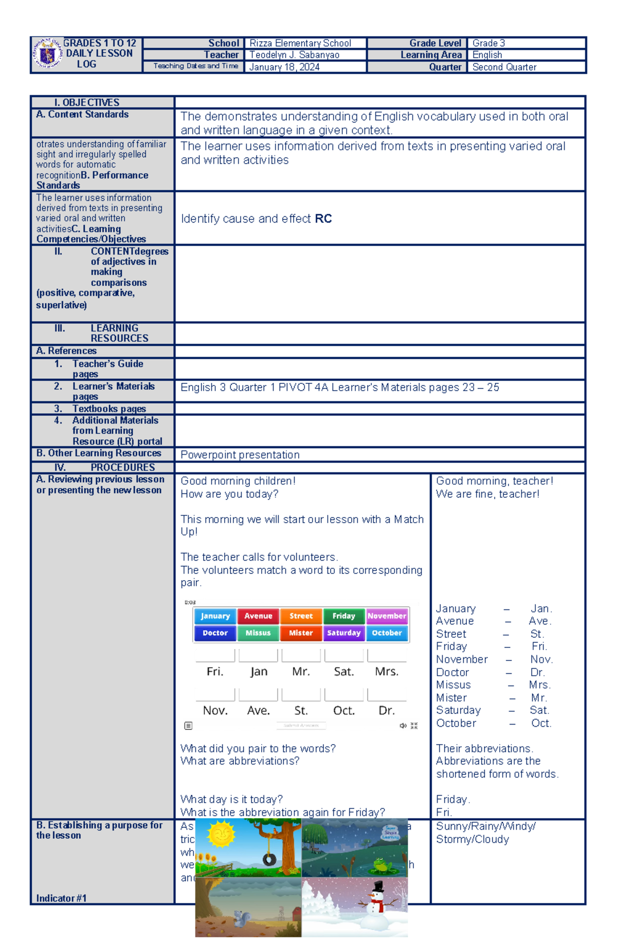 CO2 Cause and Effect - GRADES 1 TO 12 DAILY LESSON LOG School Rizza ...