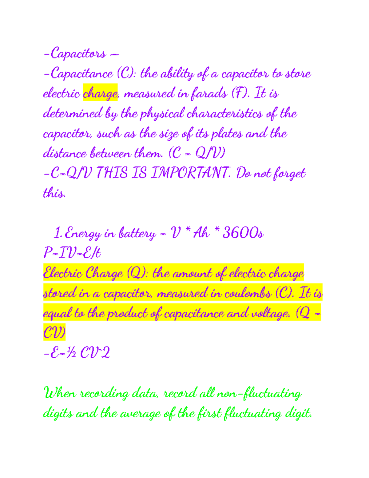 Lecture Notes on capacitors -Capacits – -Capacitance (C): e ability of ...