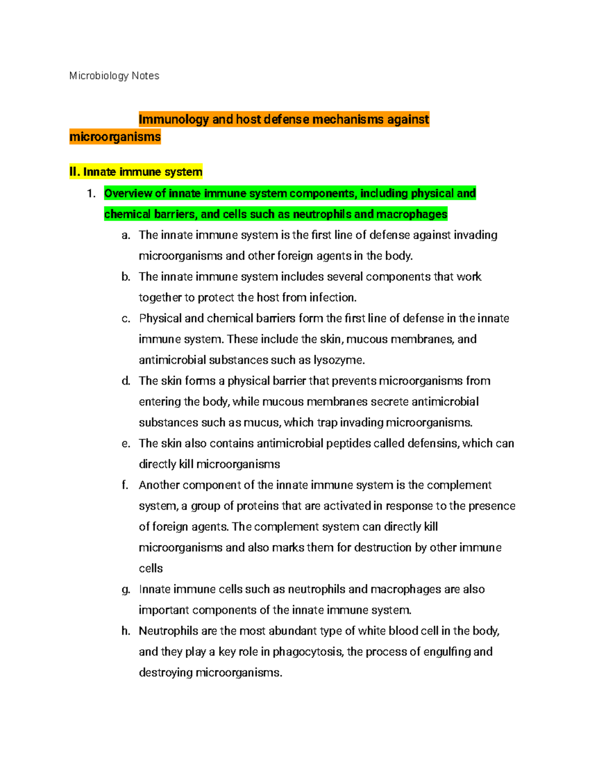Microbiology notes 3 - Microbiology Notes Immunology and host defense ...