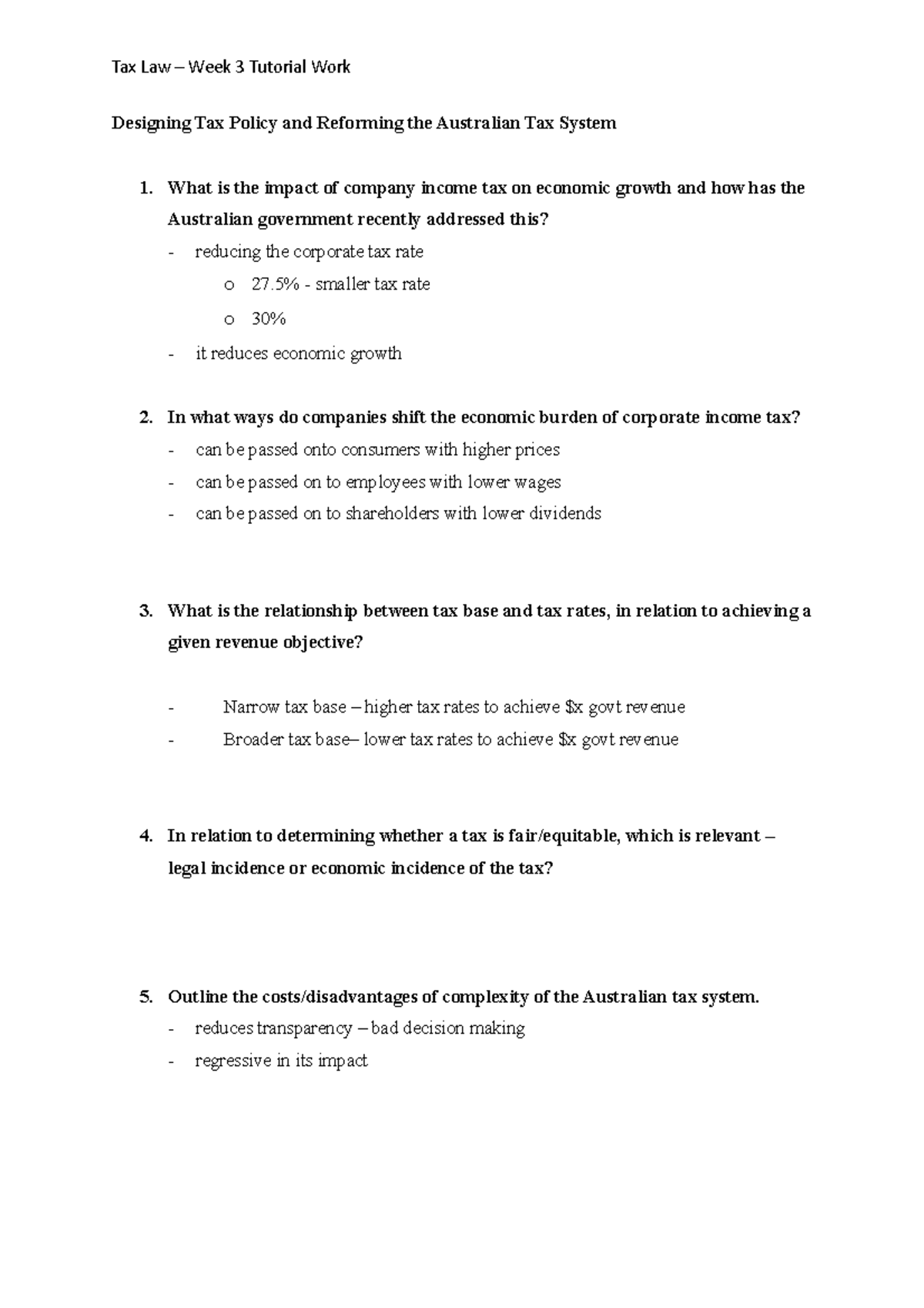 Week 3 Tutorial Questions Designing Tax Policy And Reforming The week-3-tutorial-questions-designing-tax-policy-and-reforming-the