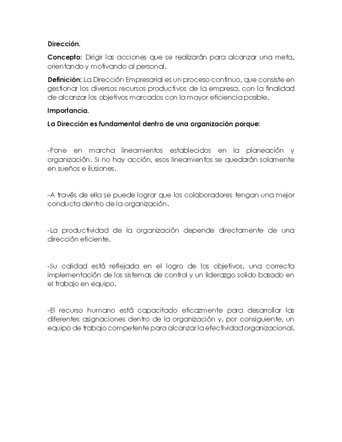 Dirección (Concepto, definición e importancia) - Concepto: Dirigir las ...