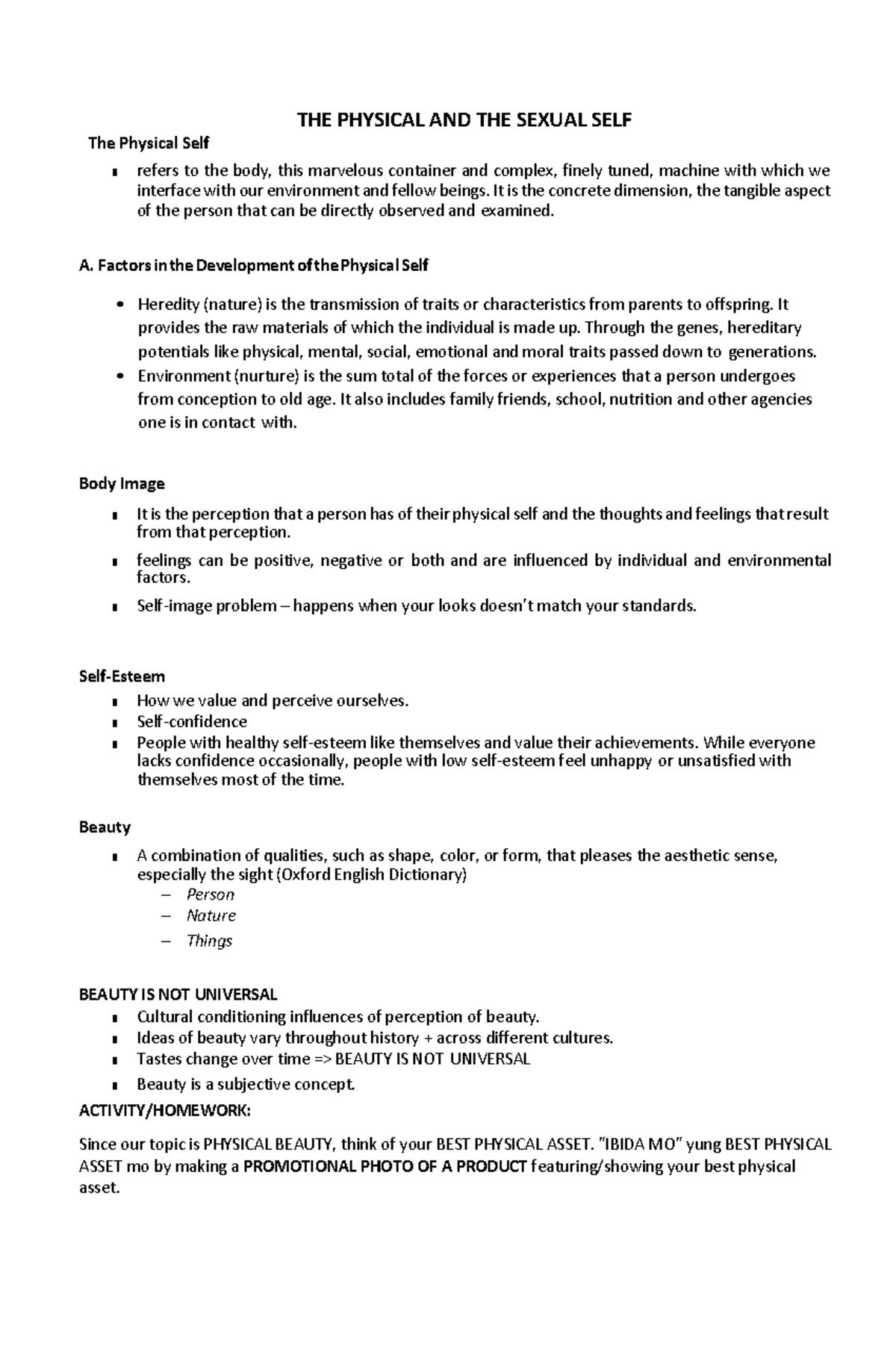 The Physical and Sexual Self - THE PHYSICAL AND THE SEXUAL SELF The ...