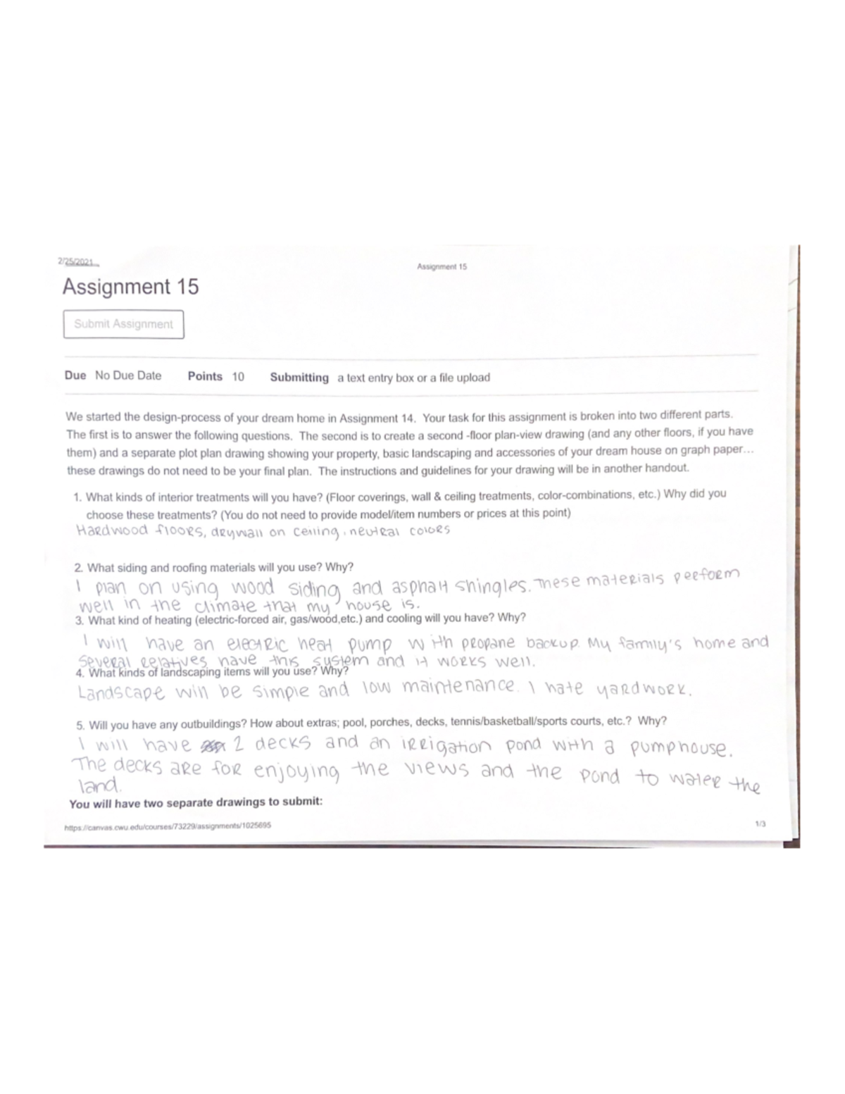 Assigment 15 - Two part assignment. First part is to answer the ...