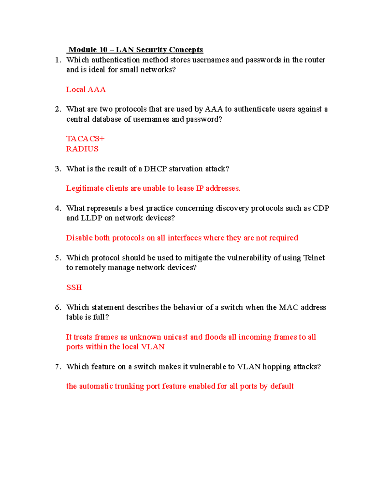 Modules 10-13 L2 security and wlans - Module 10 – LAN Security Concepts ...