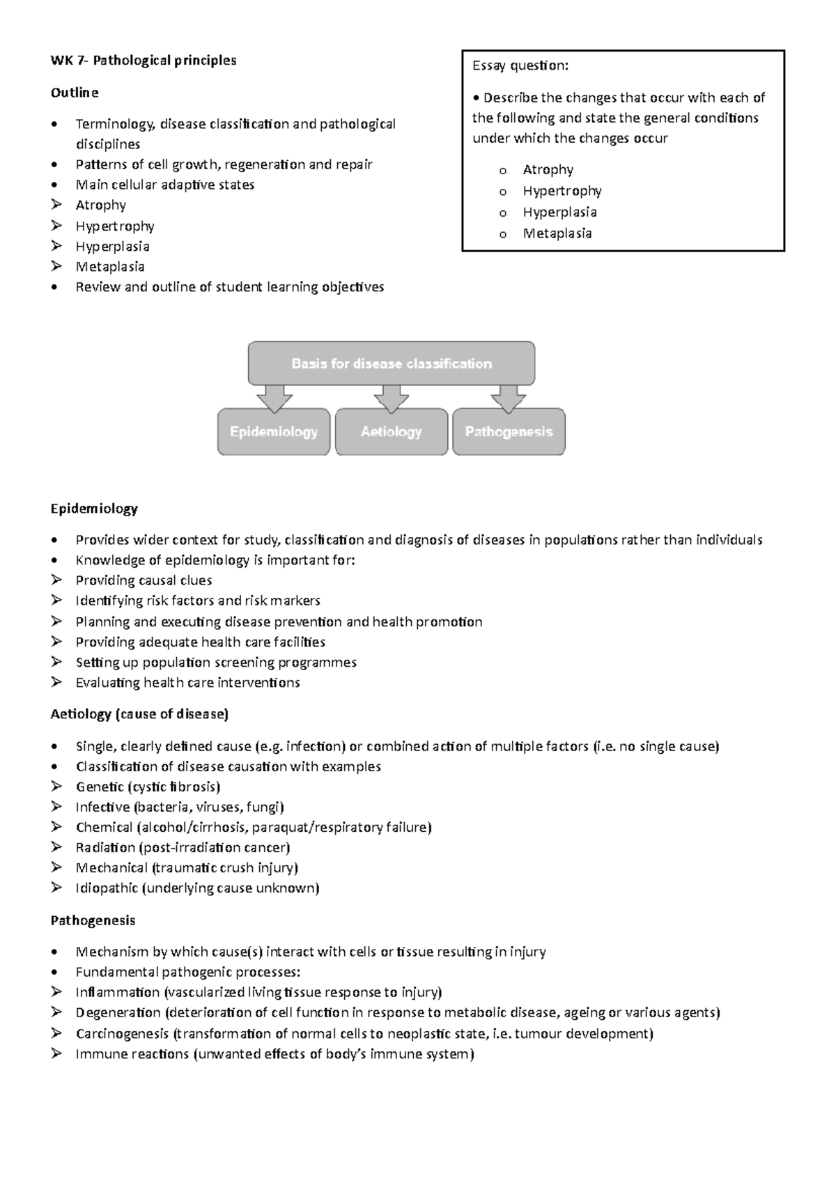 WK7 Pathophysiology - Pathological principles - WK 7- Pathological ...