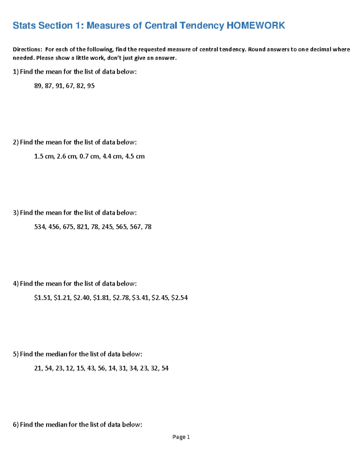 Module 1 WPSA-1 - notes and answers - Stats Section 1: Measures of ...