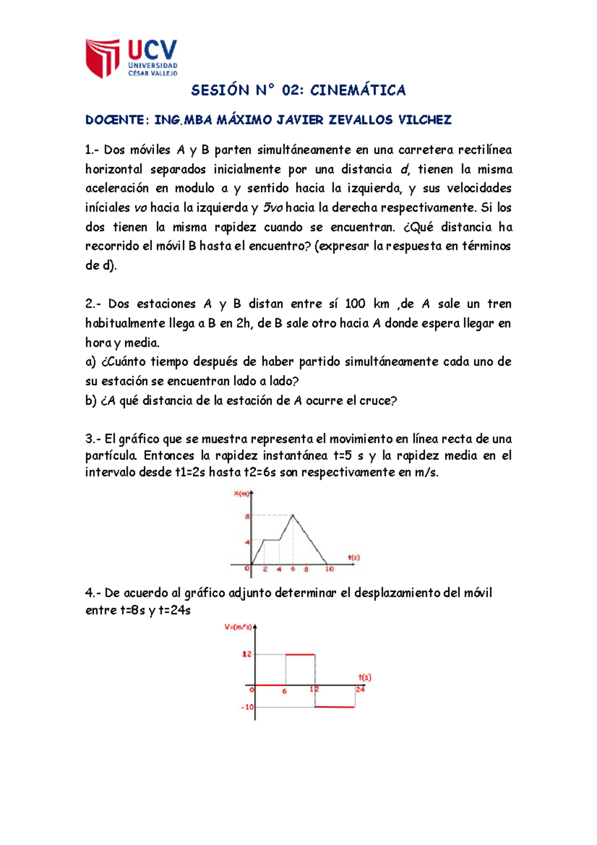 Problemas Sesion 2 Cinematica - SESIÓN N° 02: CINEMÁTICA DOCENTE: ING ...